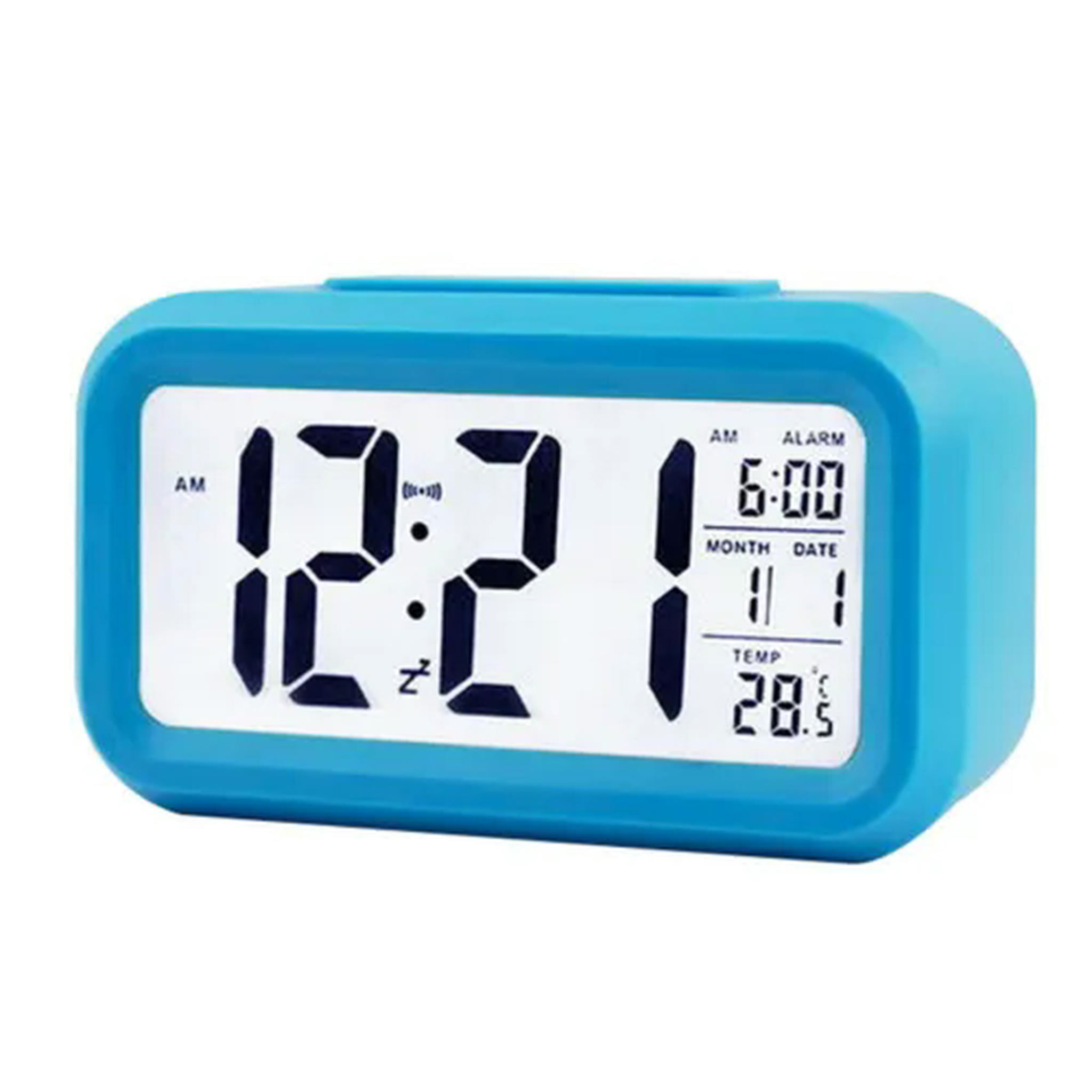 BLOPQ Digital Bedside LED Snooze Alarm Clock Time Temperature Day/Night ...
