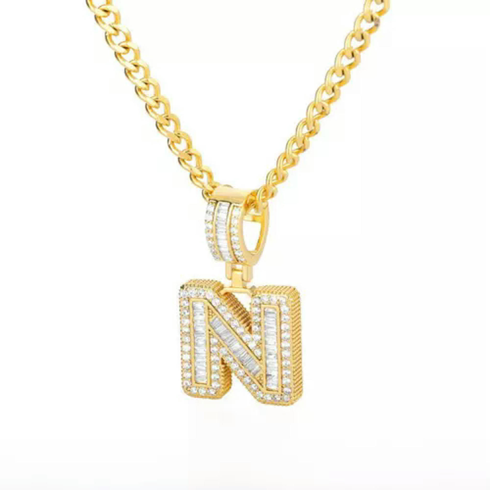 BLOPQ Hiphop Letter Necklace Initial Charm Pendant Alphabet Necklaces ...