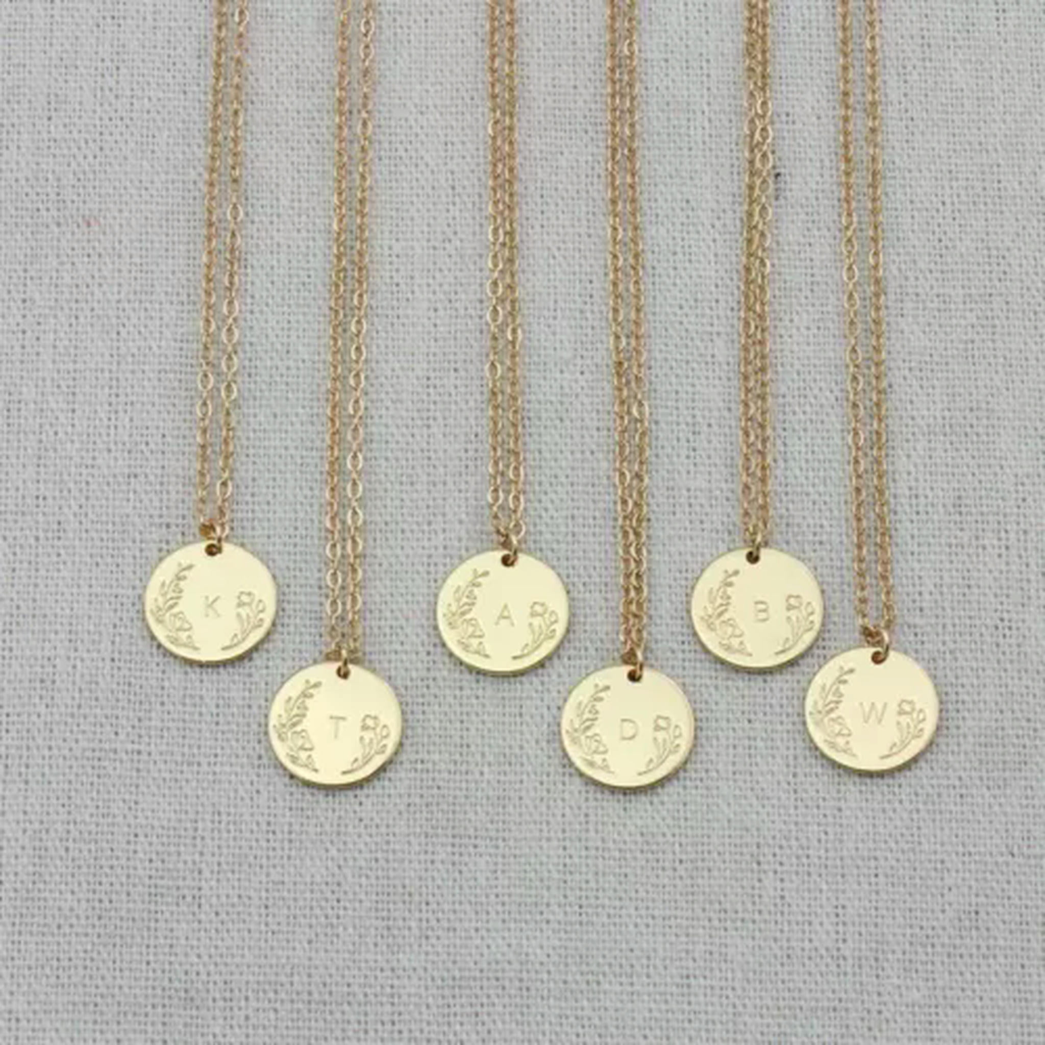 BLOPQ Initial Flower Necklace Floral Letter Pendant Gold Silver Chain ...