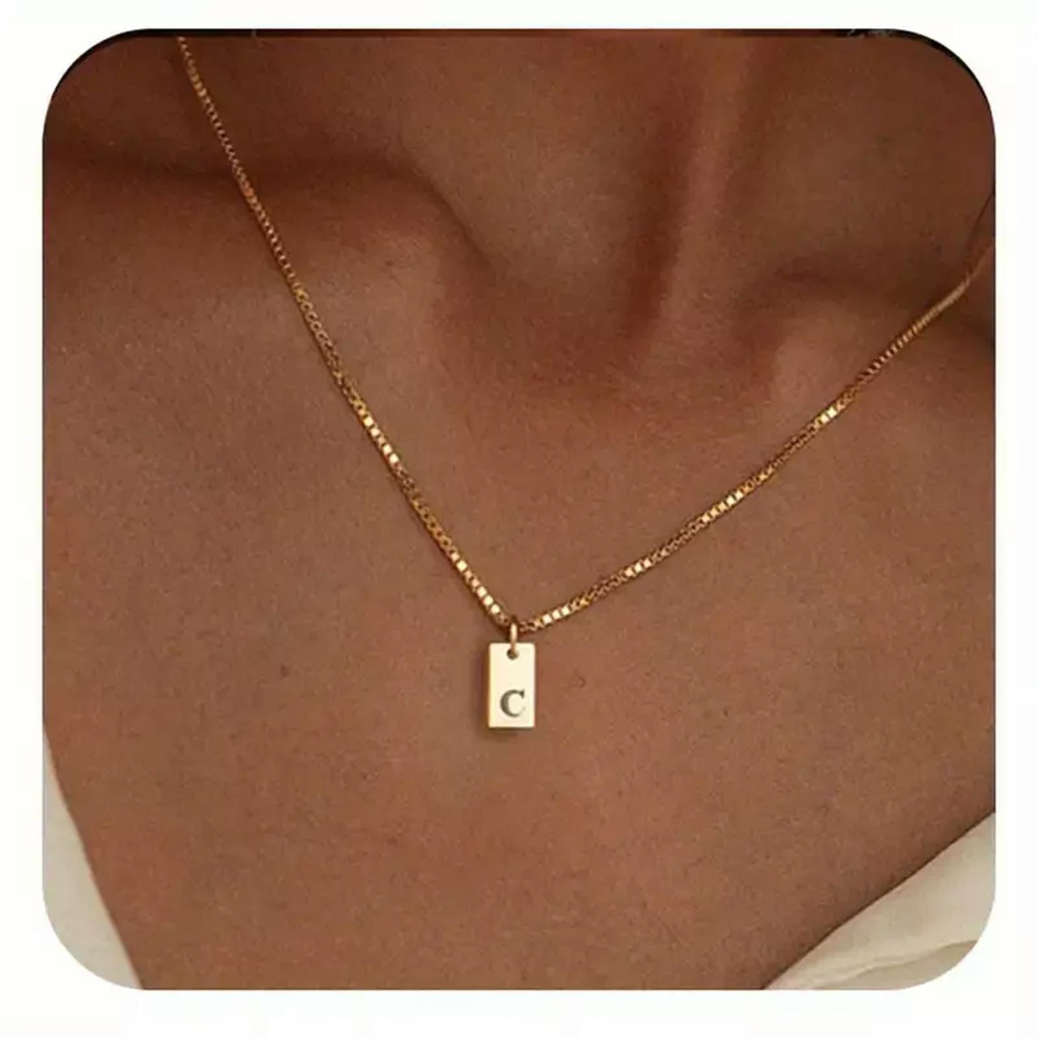 BLOPQ Initial Letter C Pendant Necklace 14K Gold Plated Golden Initials ...