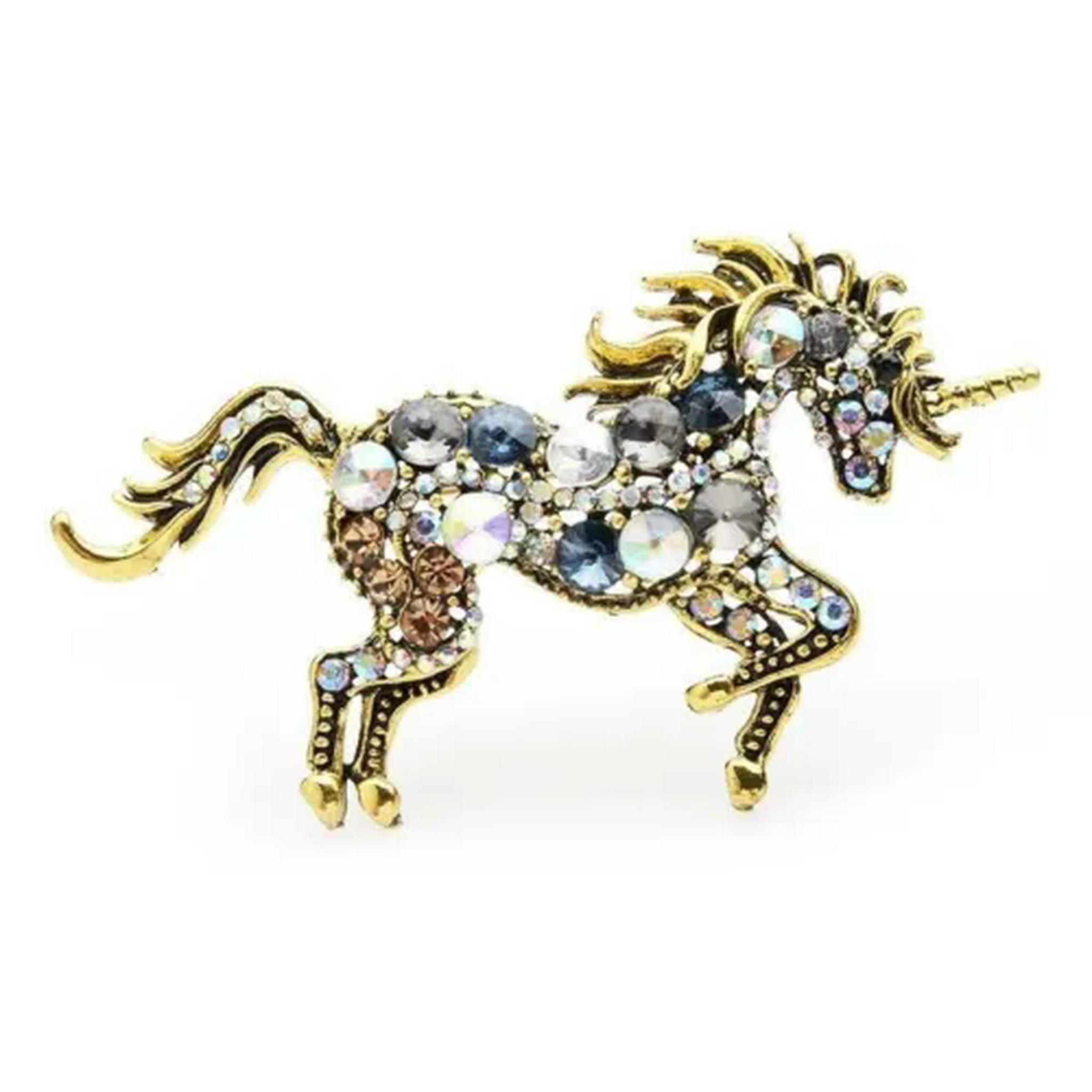 BLOPQ Rhinestone Unicorn Brooch Alloy Horse Pin Wedding Banquet Pins ...