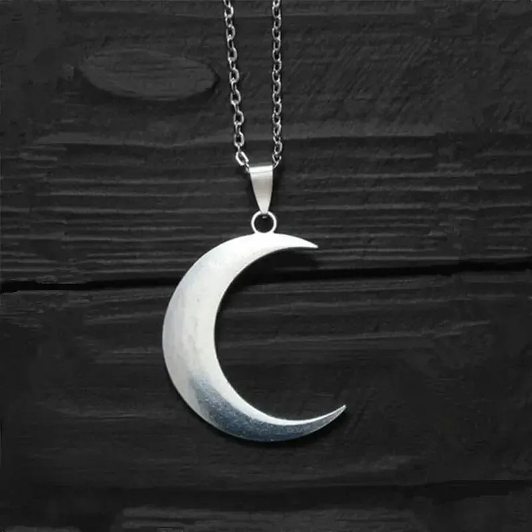 BLOPQ Silver Color Big Crescent Moon Necklace Gothic Style Amulet ...