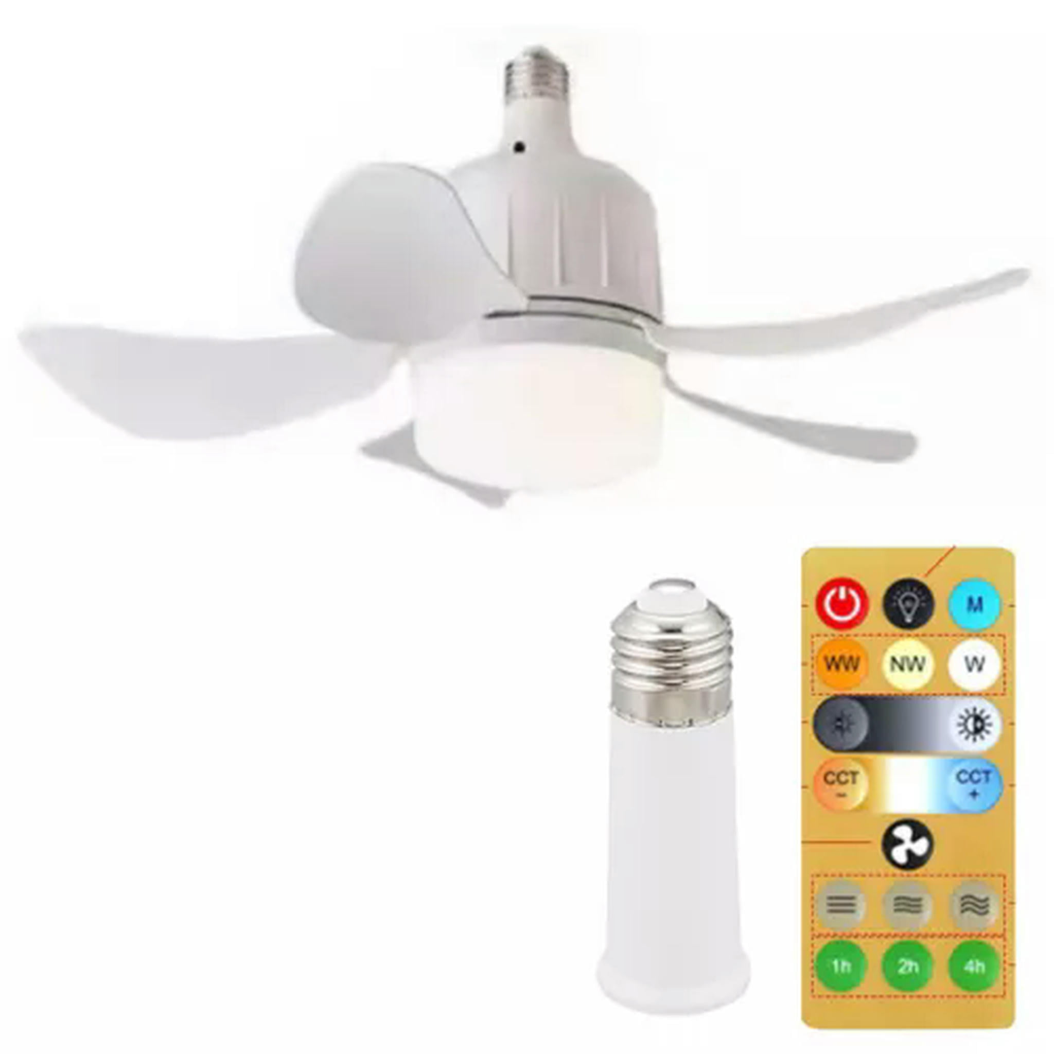 BLOPQ Small Ceiling Fan E27 Socket Fan 40W with Dimmable LED Light ...