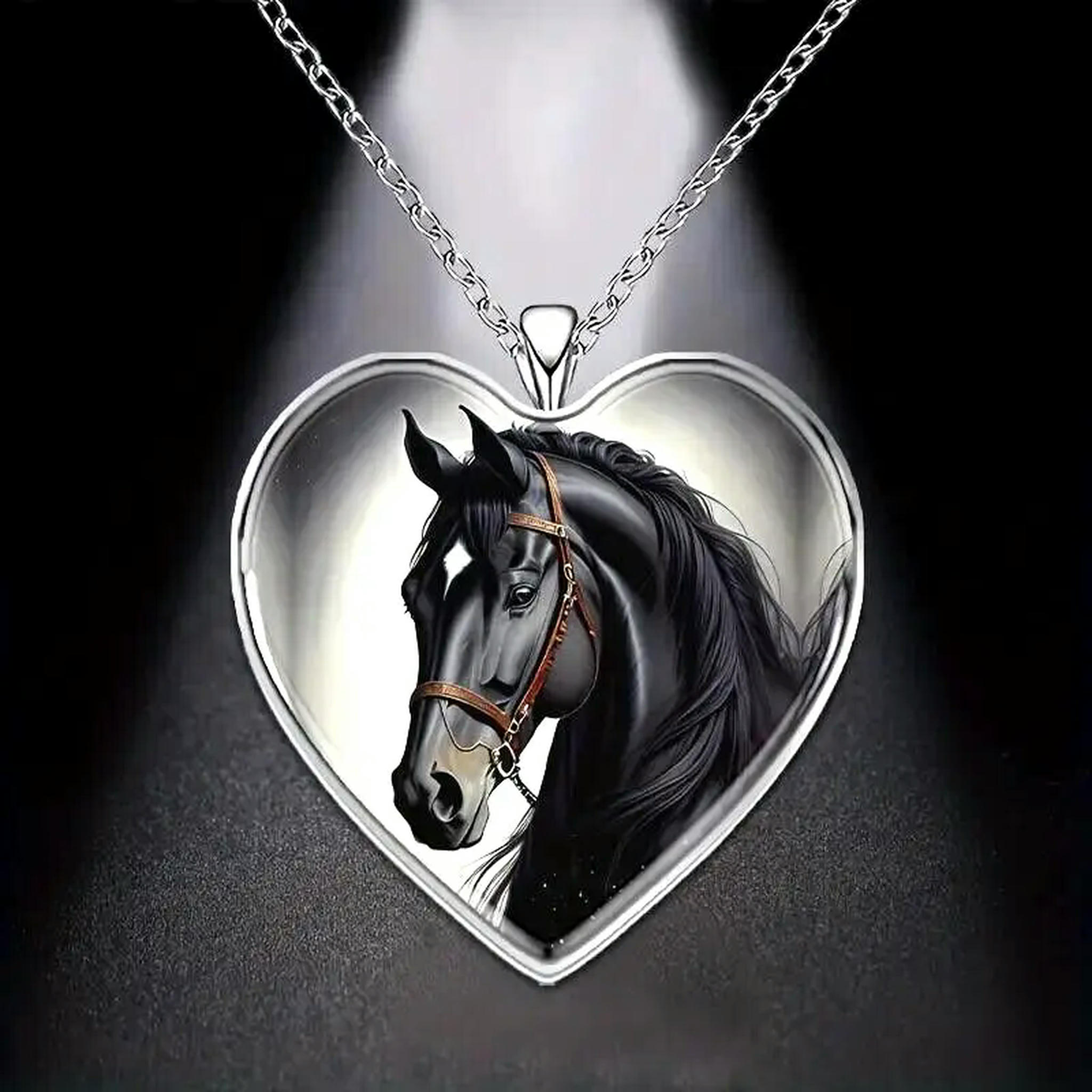 BLOPQ Stylish Heart Shape Dark Horse Cool Necklace Anniversary Birthday ...