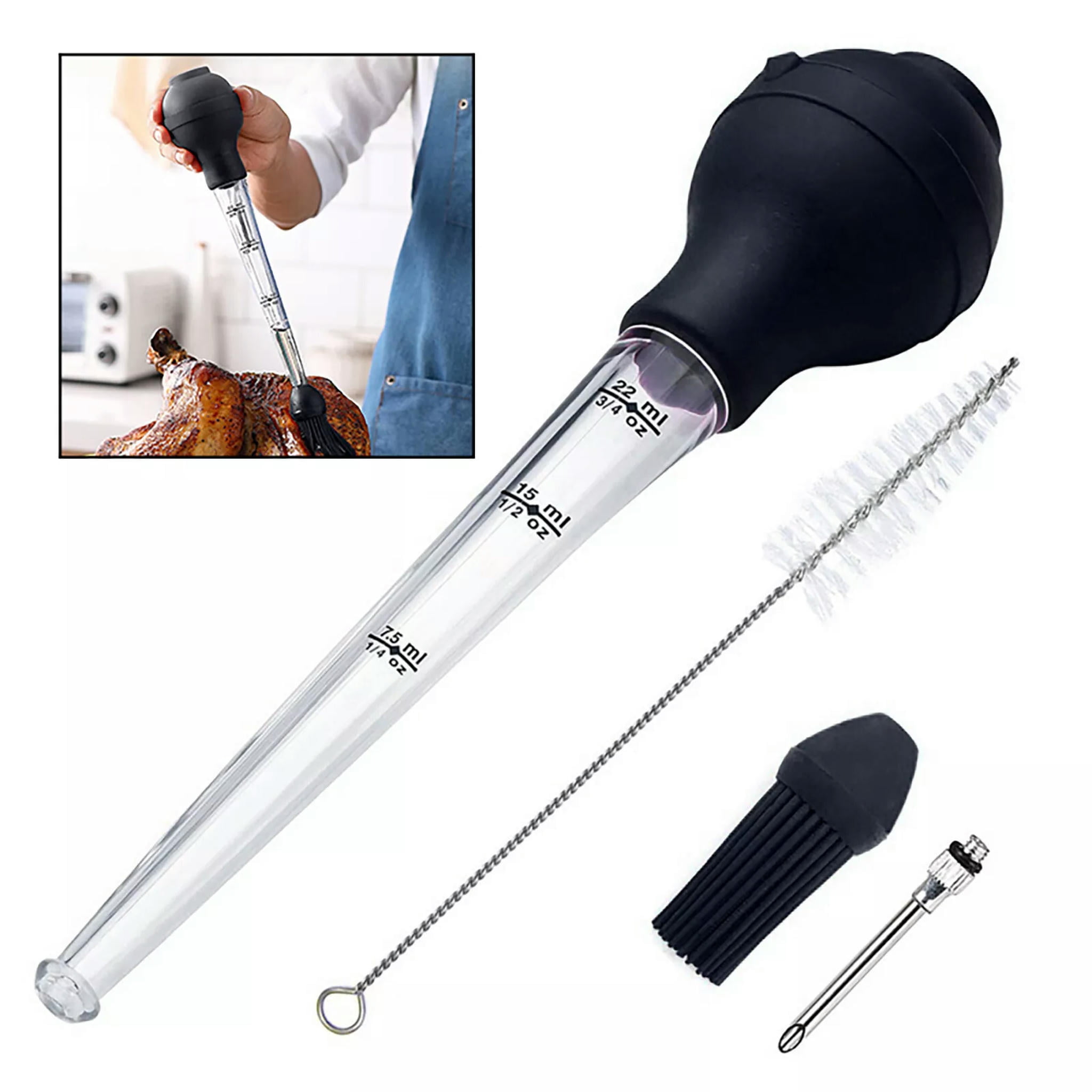 BLOPQ Turkey Baster Syringe with Injector, Cooking for Bacon, Brine ...