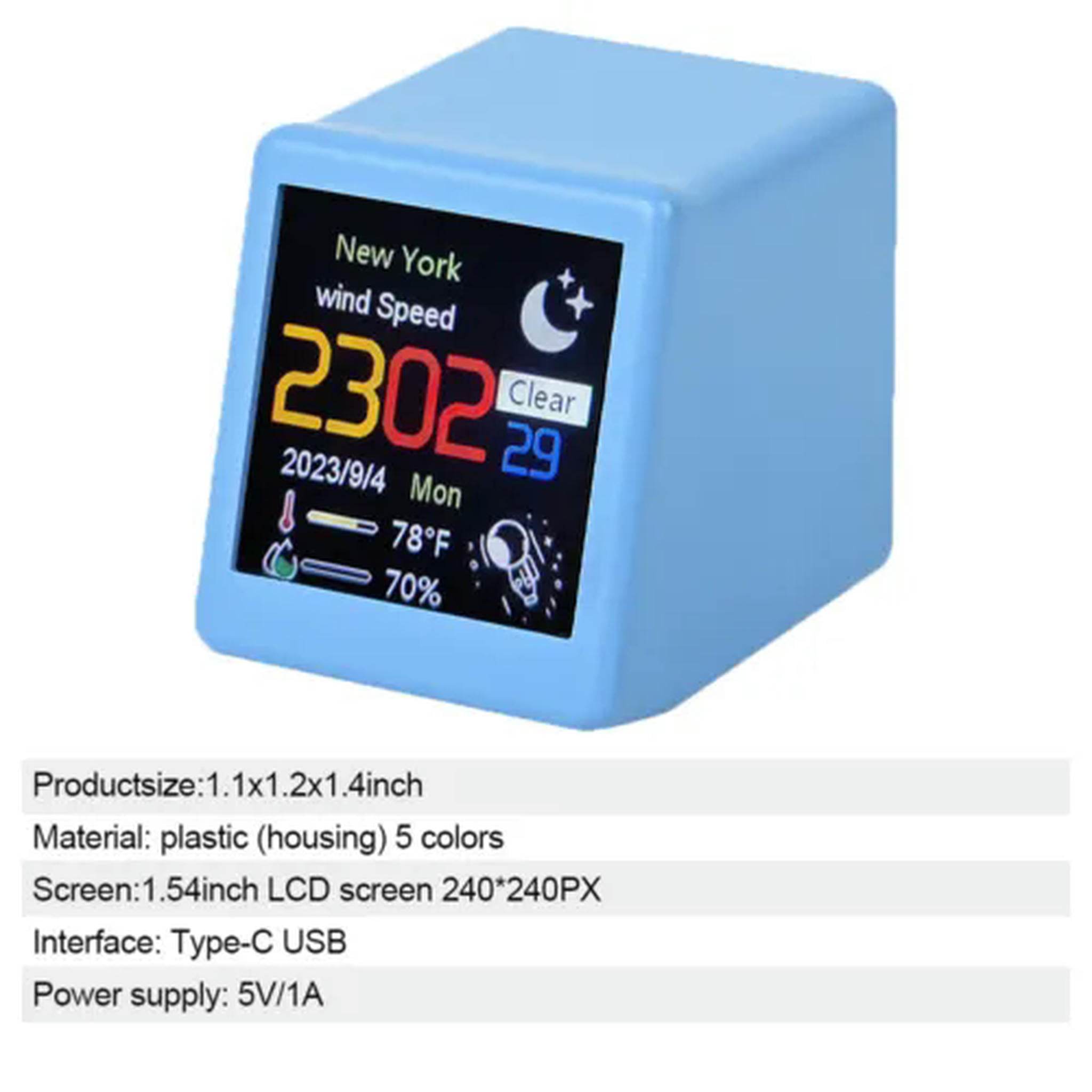 BLOPQ WiFi Clock Smart Weather Station Clock Convenient Desktop Digital ...