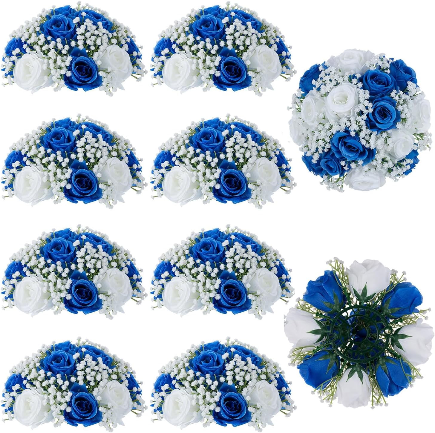 BLOSMON Fake Flowers Ball Wedding Centerpieces Rose Babys Breath ...