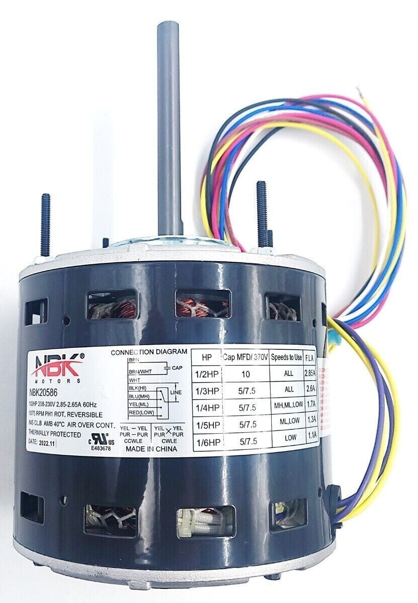 BLOWER MOTOR 208-230V US MOTORS 5461 FE6000 EMERSON 5461 MARS 10464 ...