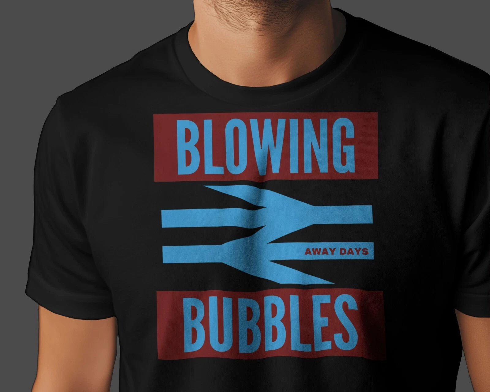 BLOWING BUBBLES Away Days T-Shirt | West Upton Ham Claret Blue East End London - Walmart.com