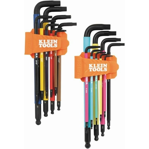 BLS18 Hex Key Wrench Set, Color Coded, SAE and Metric, Heat-Treated, L ...