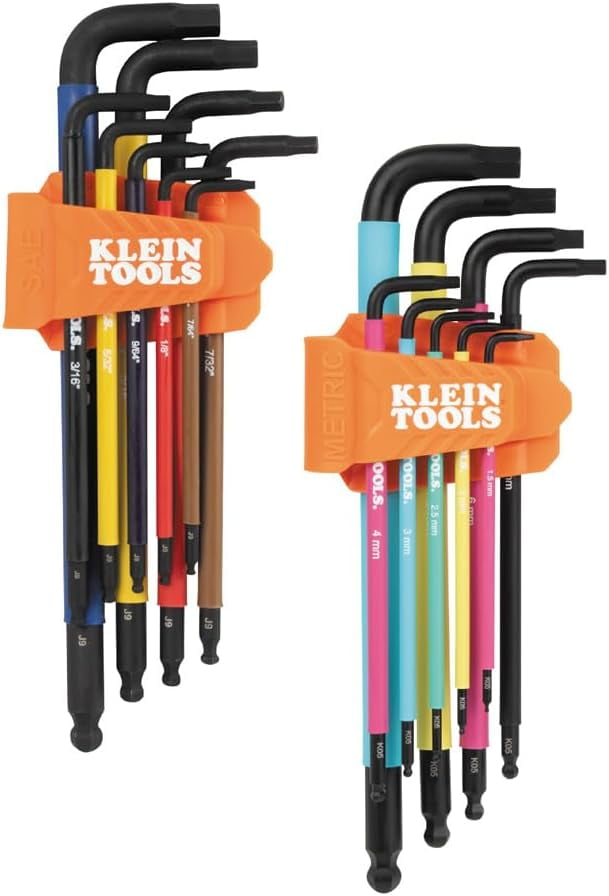 BLS18 Hex Key Wrench Set, Color Coded, SAE and Metric, Heat-Treated, L ...