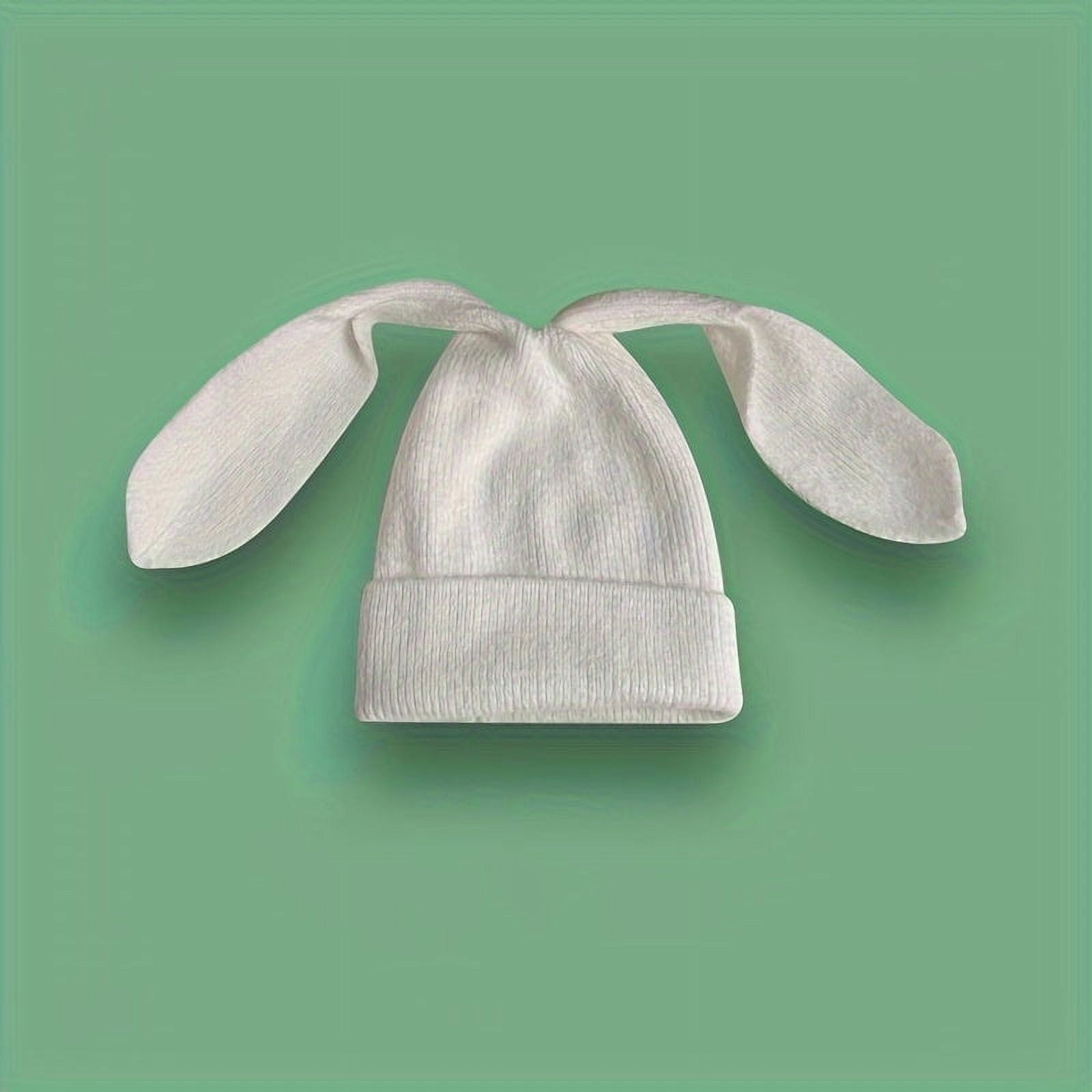 BLSCODE 1pc Cute Long Fluffy Bunny Ears Knitted Beanie Hat Beige ...