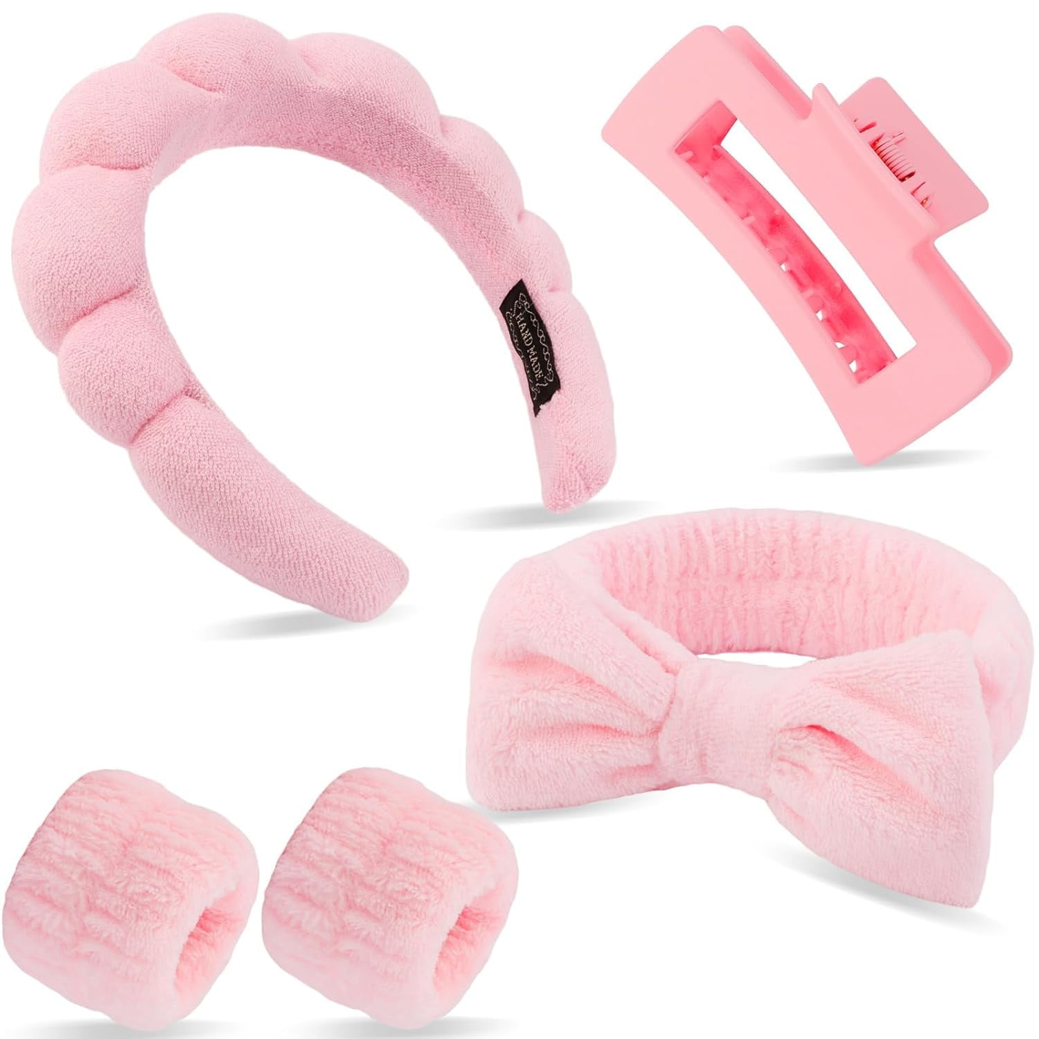 BLSCODE 5 Pack Spa Headbands for Washing Face Wristband Set Large Hair ...