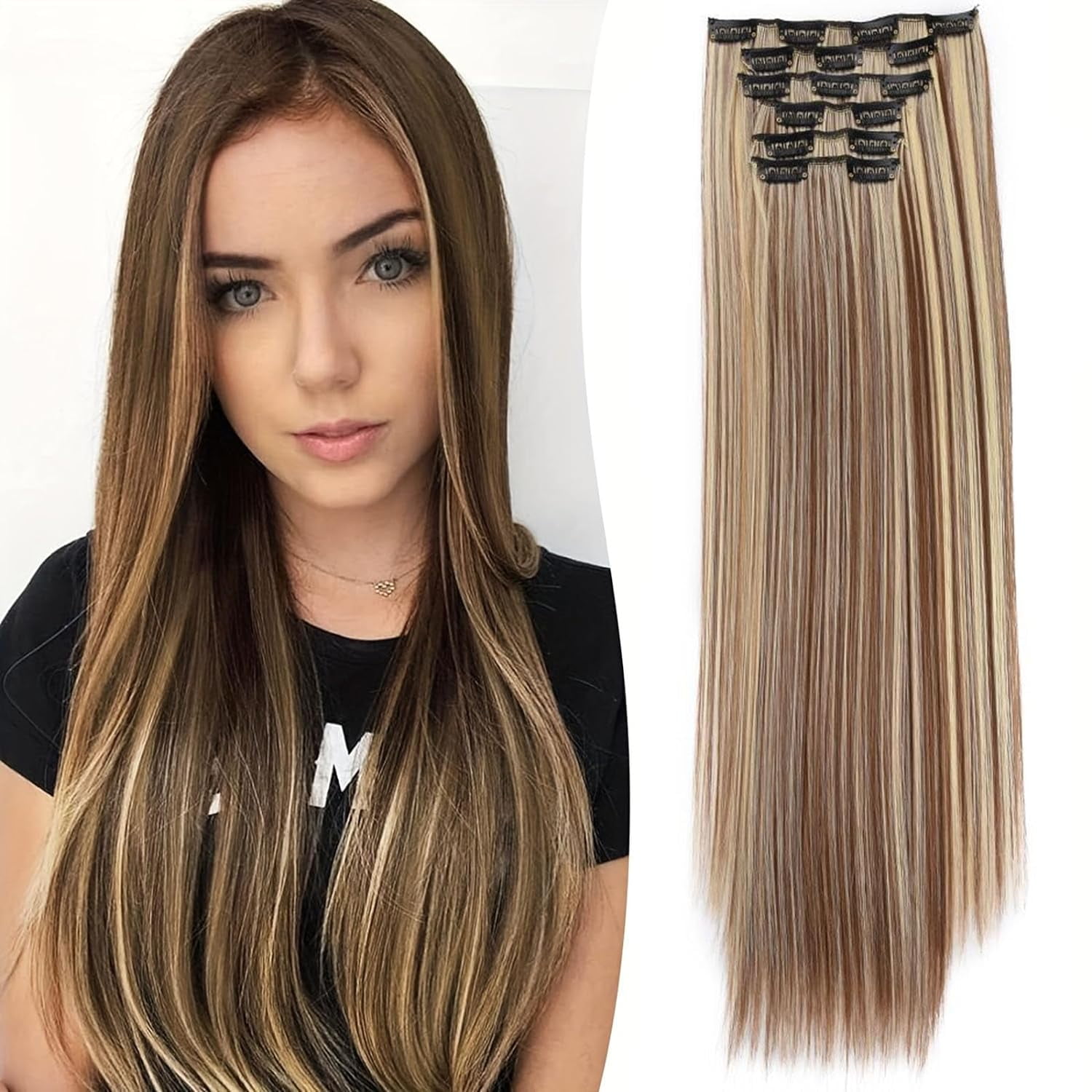BLSCODE Clip-in Hair Extensions for Women, Soft & Natural, Handmade ...