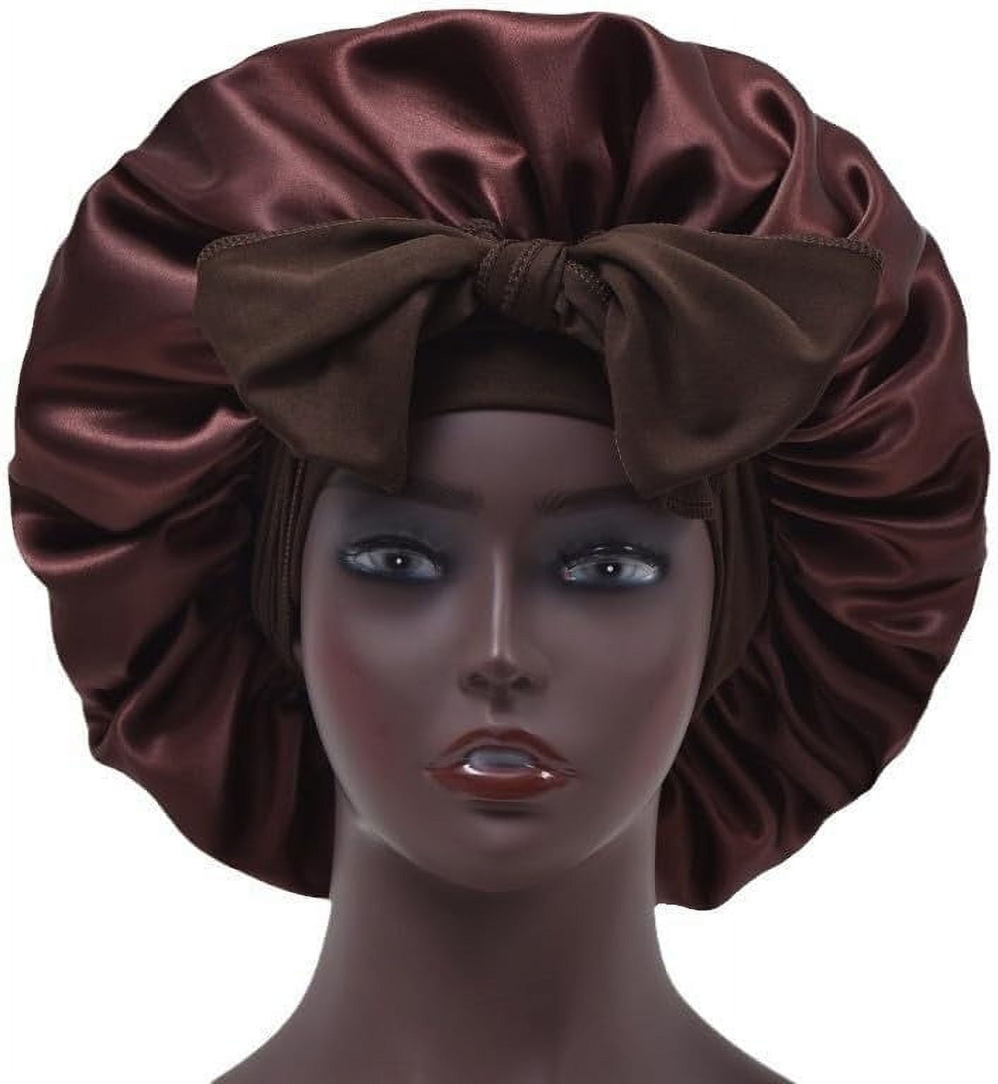 BLSCODE Silky Satin Hair Bonnet Sleep Cap for Women and Girls - Wide ...