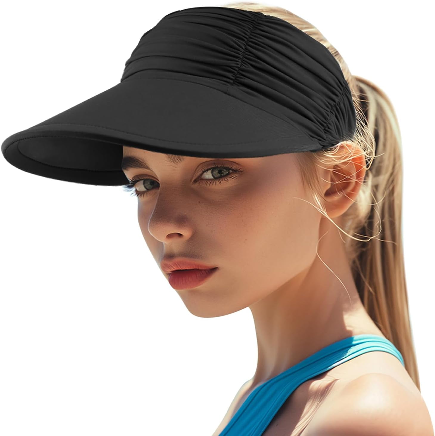 BLSCODE Women's Sun Visor Hat Wide Brim Summer UPF 50+ UV Protection ...