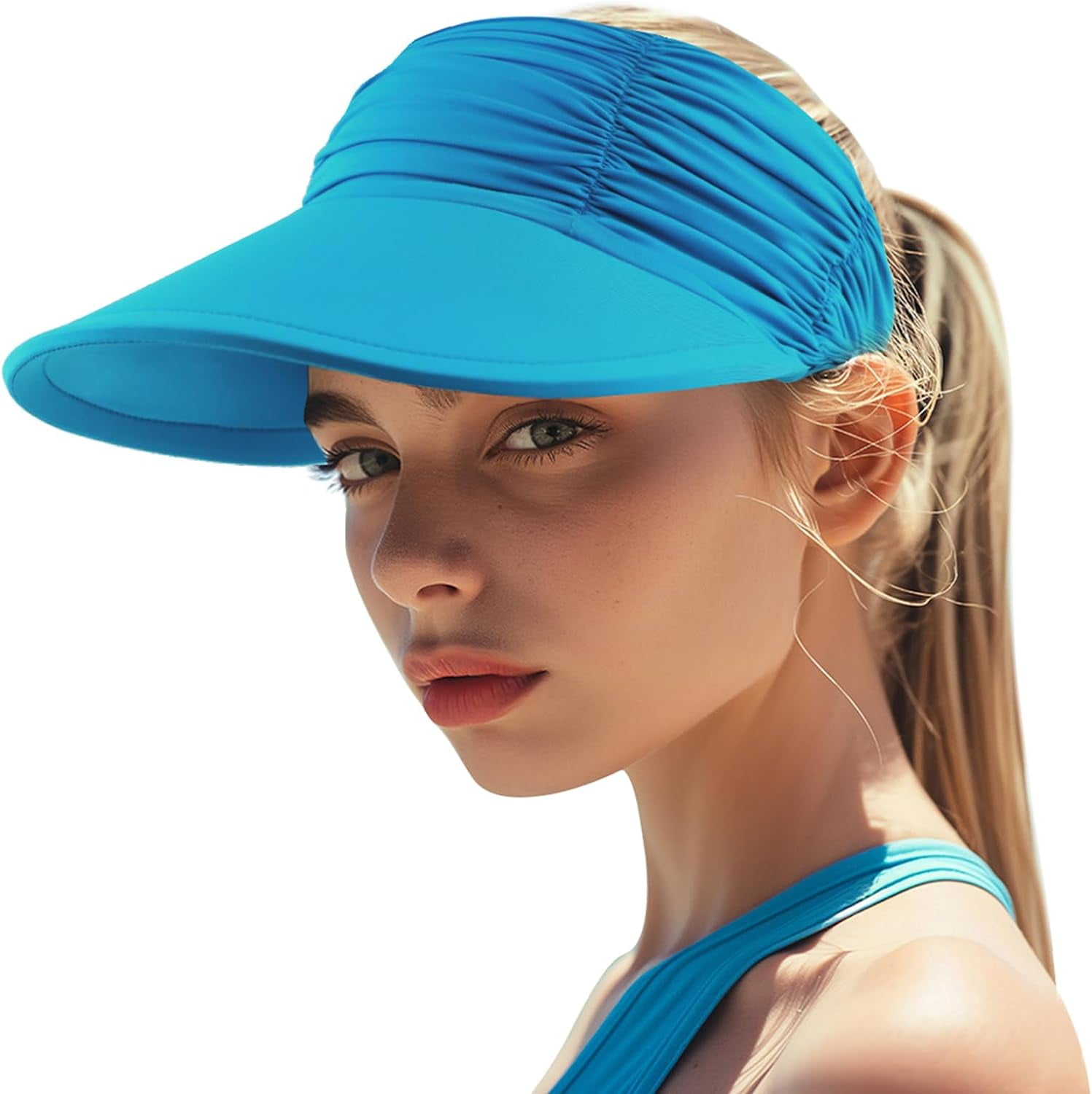 BLSCODE Women's Sun Visor Hat Wide Brim Summer UPF 50+ UV Protection ...