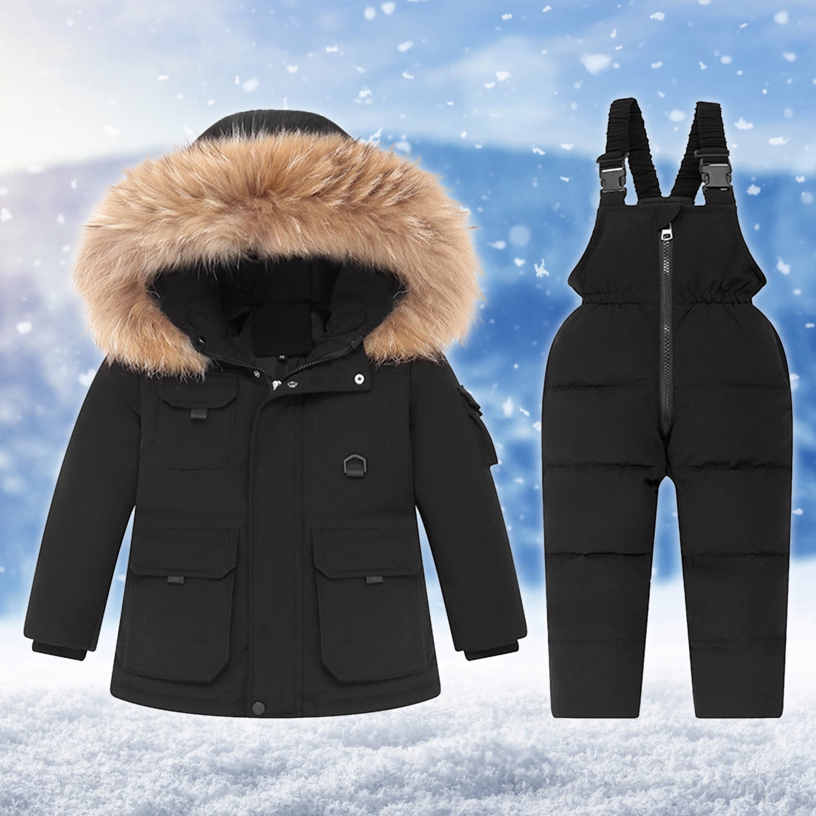 BLTIBY 1-6 Years Toddler Boys Girls Ski Suits Stretch Plush Winter ...