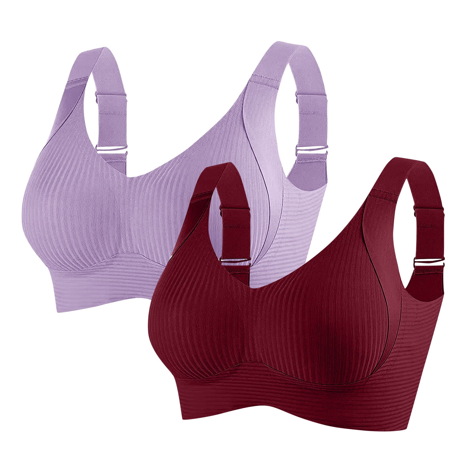 BLTIBY 2 Pcs Women Everyday Bra Seamless Wireless Solid Color Sports ...