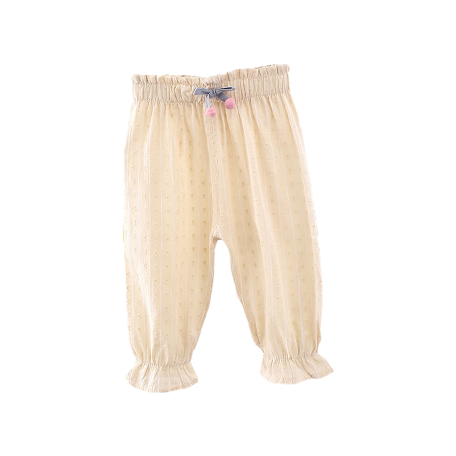 BLTIBY Baby-Girls Pants Toddler Baby Girls Solid Colour Elastic Waist ...