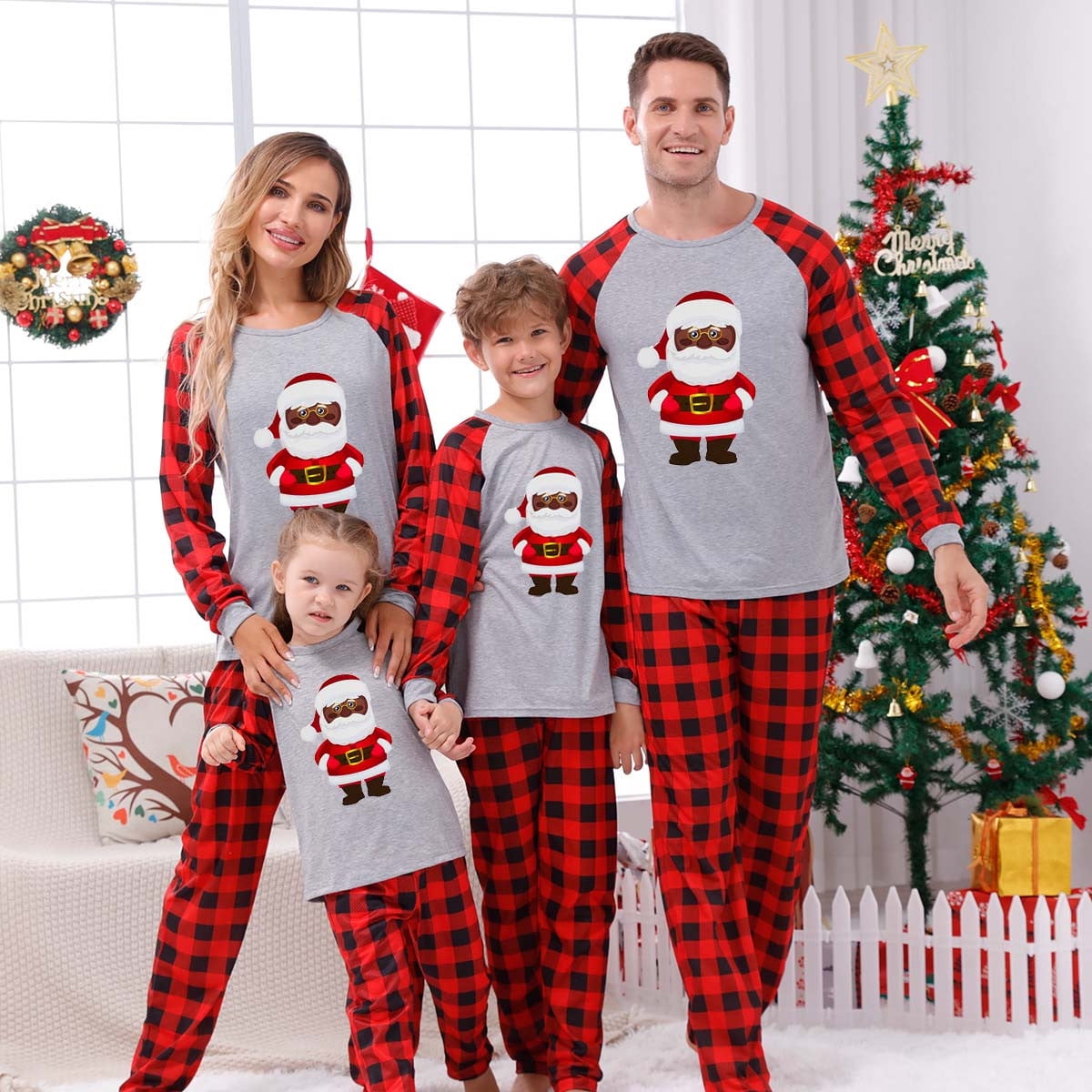 BLTIBY 2024 Christmas Pajamas Family Xmas Matching Pajamas Set Holiday ...