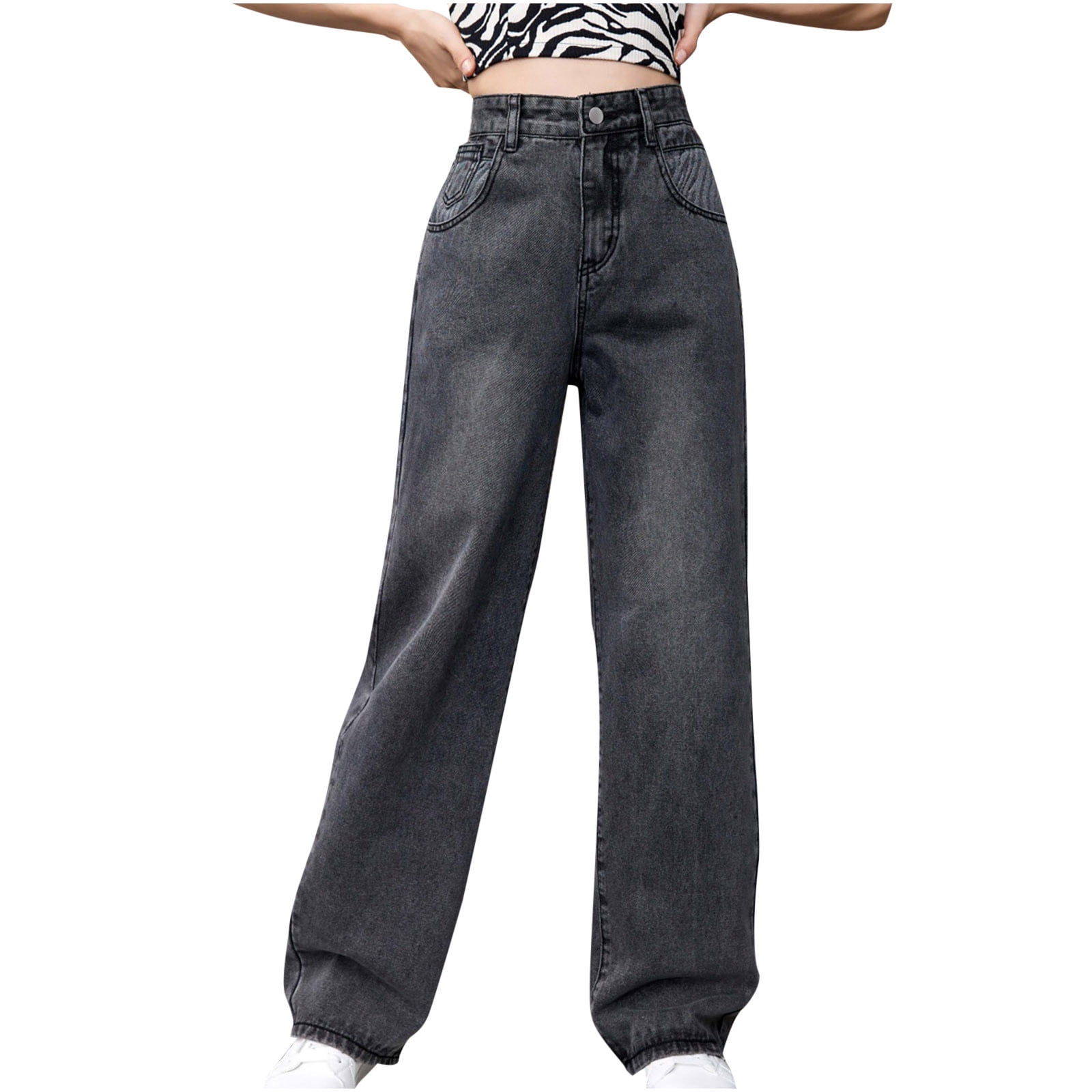 BLTIBY 2024 Womens Jeans Trendy Baggy Fashion Solid Color BLTIBY 2024 Womens Jeans Trendy Baggy Fashion Solid Color