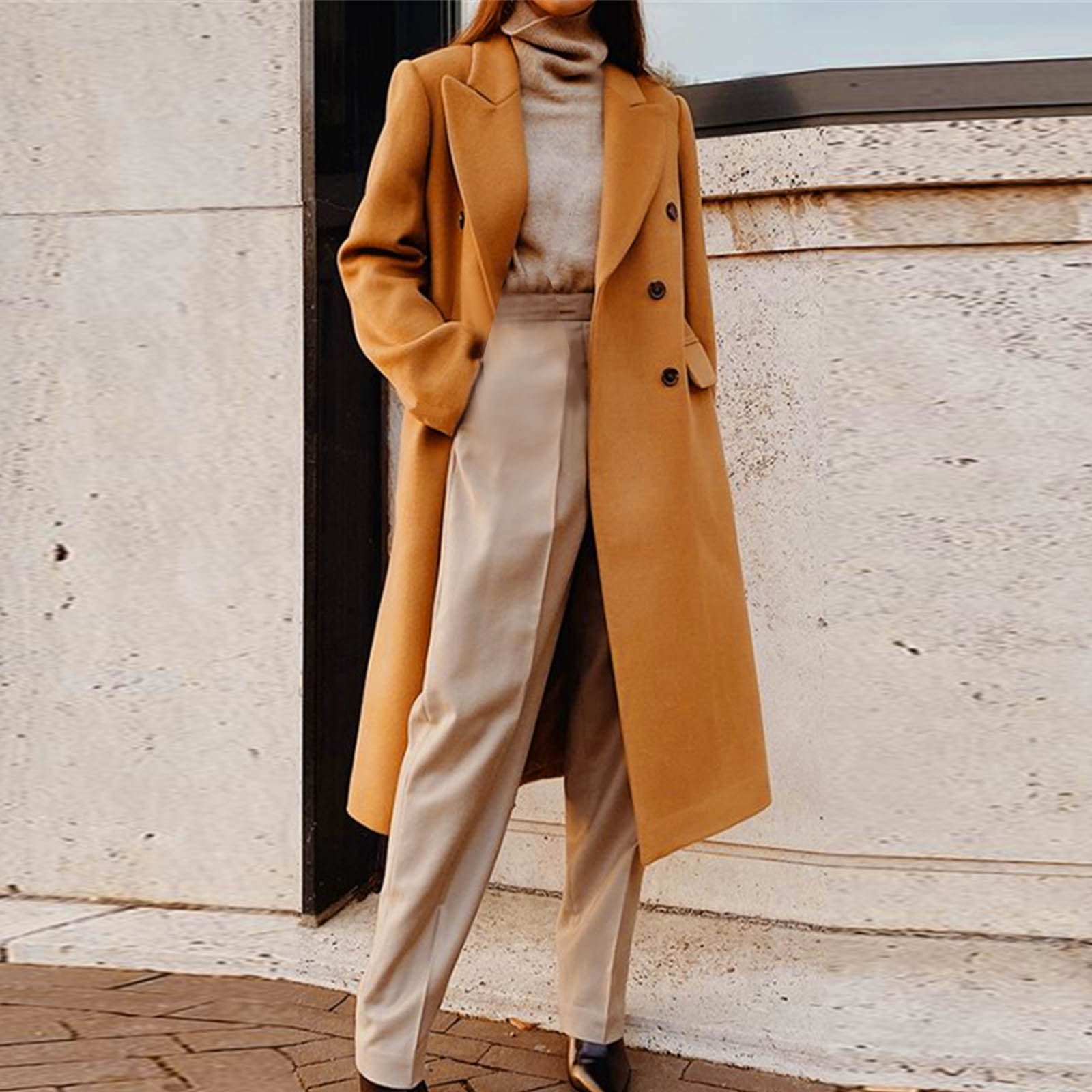 BLTIBY 2024 Womens Winter Wool Coats Winter Fall Solid Color Lapel ...