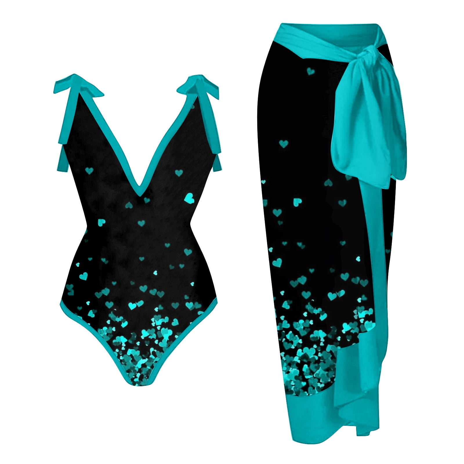 BLTIBY 2025 2 Piece Swimsuits for Women with Matching Wrap Skirt ...