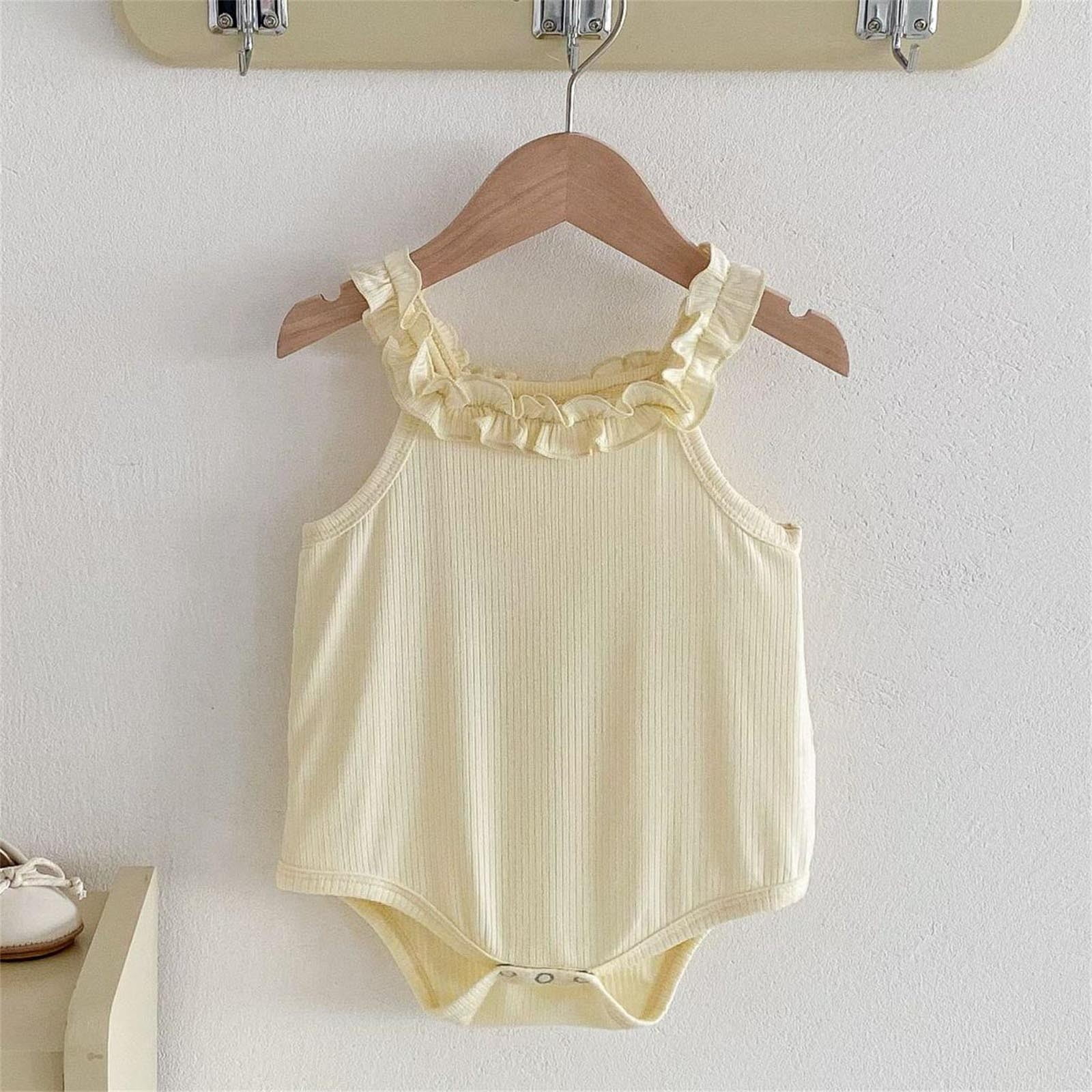 BLTIBY 2025 Newborn Baby Girl Boy Summer Romper Unisex Solid Color ...