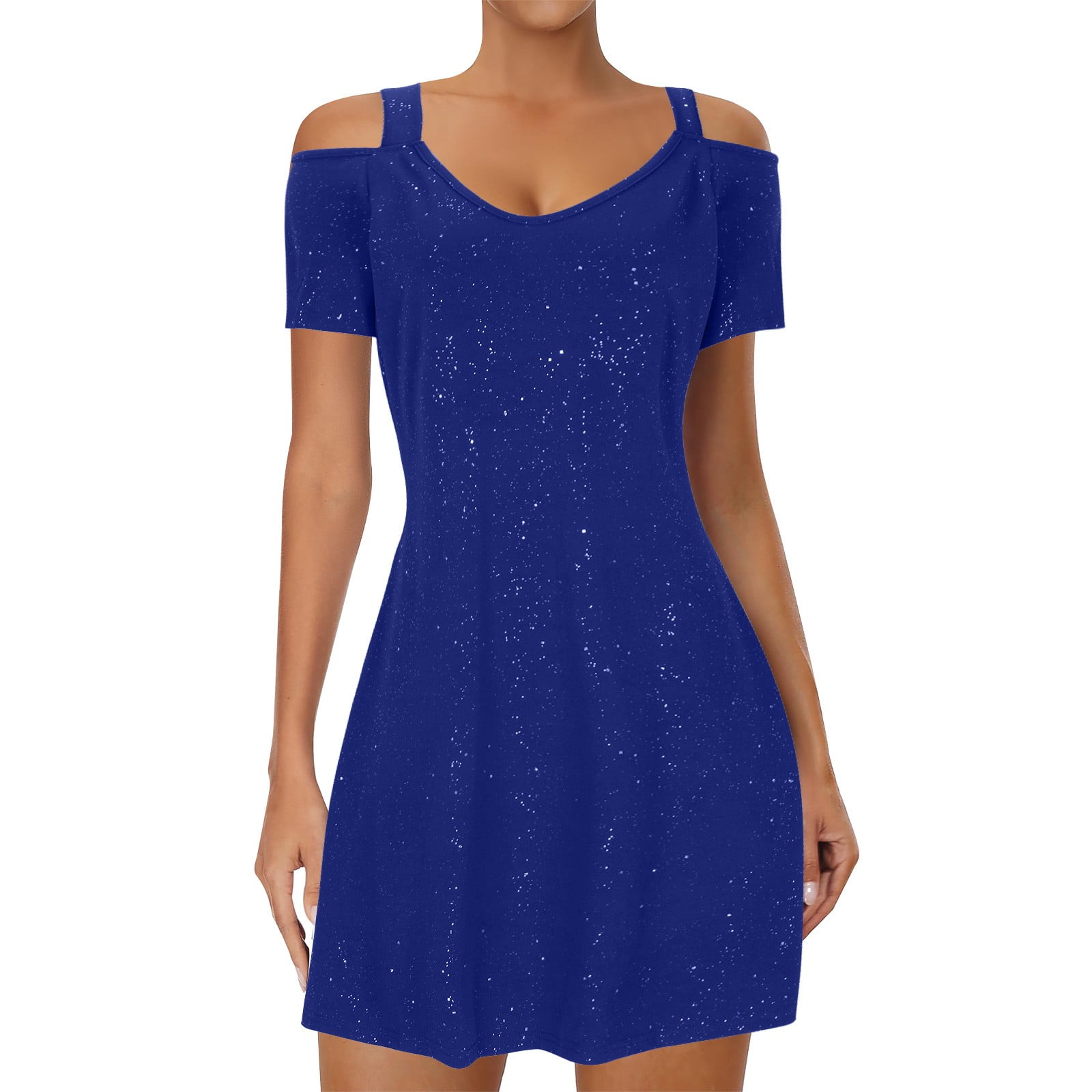 BLTIBY 2025 Women Sequin Dress Solid Color Sparkly Glitter Spaghetti ...
