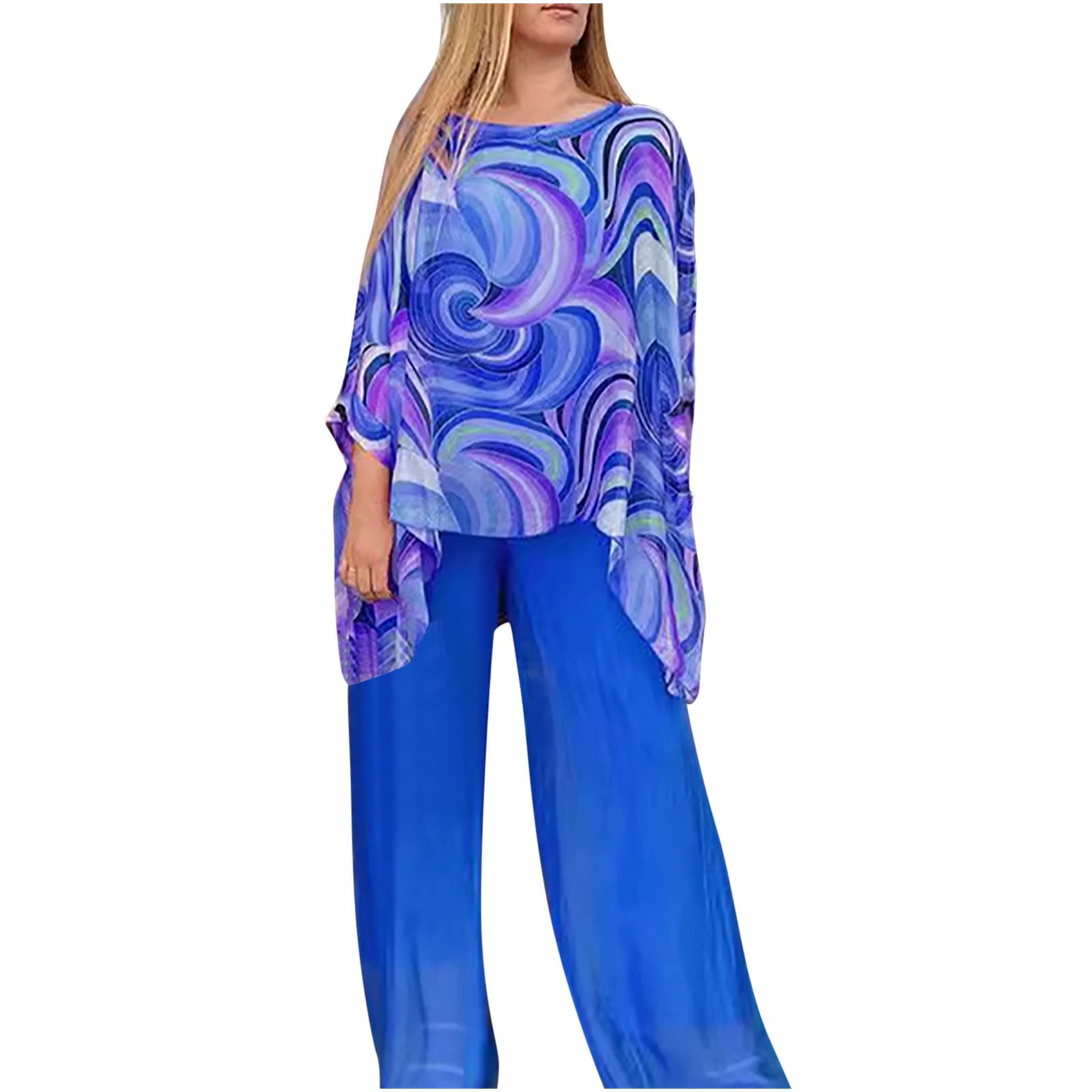 BLTIBY 2025 Women’s 2 Piece Set Wedding Guest Pant Suit Printed Elegant ...