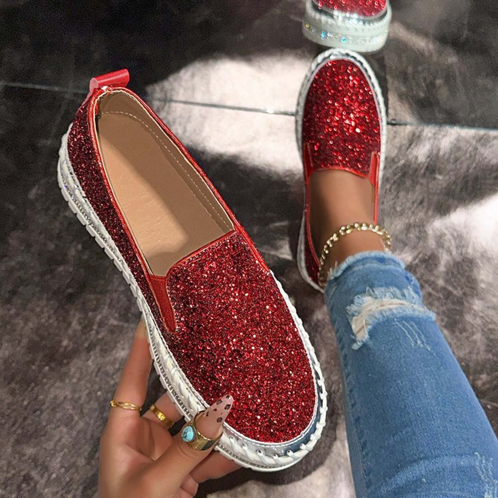 BLTIBY 2025 Women's Glitter Shoes Sparkly Lightweight Sequins Tennis ...