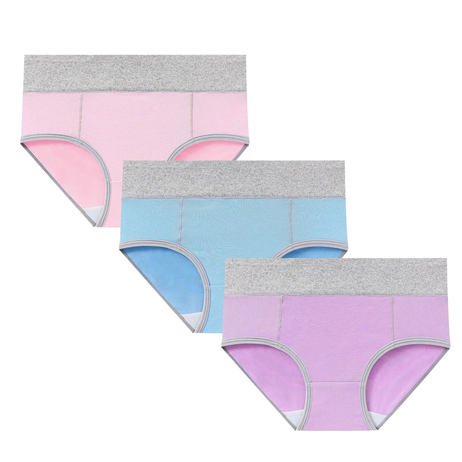 BLTIBY 3pcs Women's Period Triangle Briefs Solid Color High Waisted ...