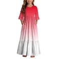 BLTIBY Boho Dresses for Girls Gradient Print Crew Neck Maxi Dress ...