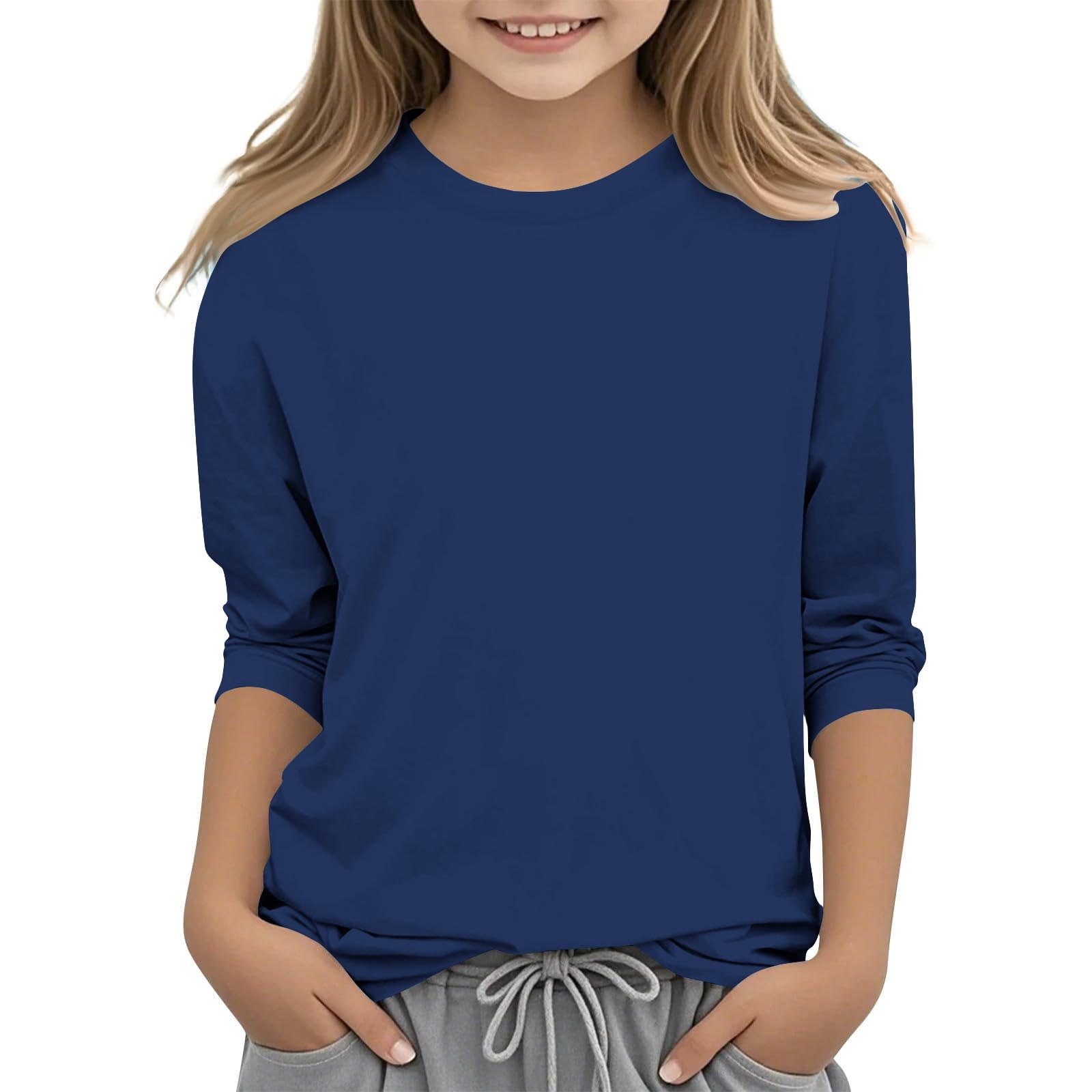 BLTIBY Children Girls Boys Casual 3/4 Sleeve Sweatshirt Solid Color ...