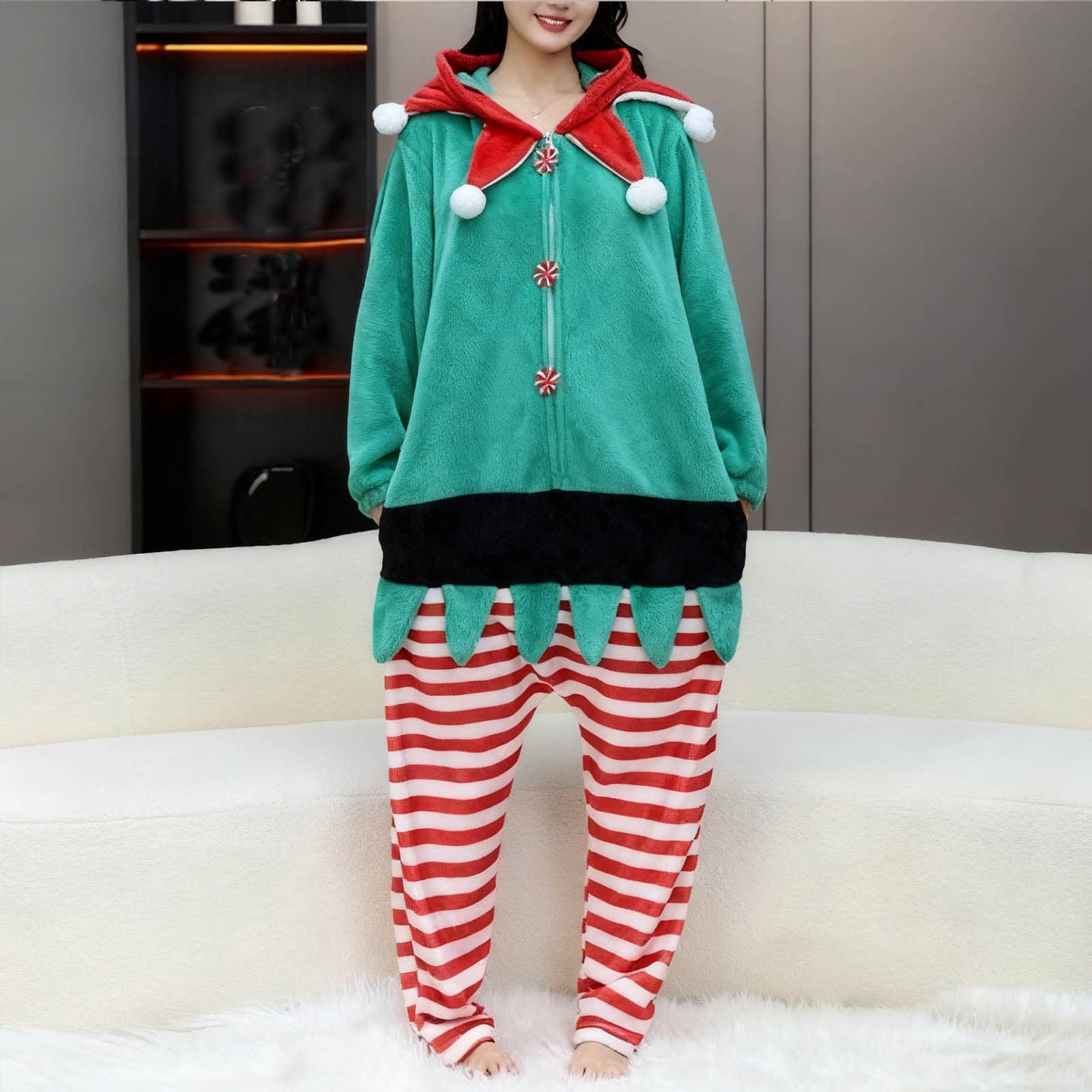 BLTIBY Christmas Onesie for Adult Novelty One-Piece Pajama Hoodies ...