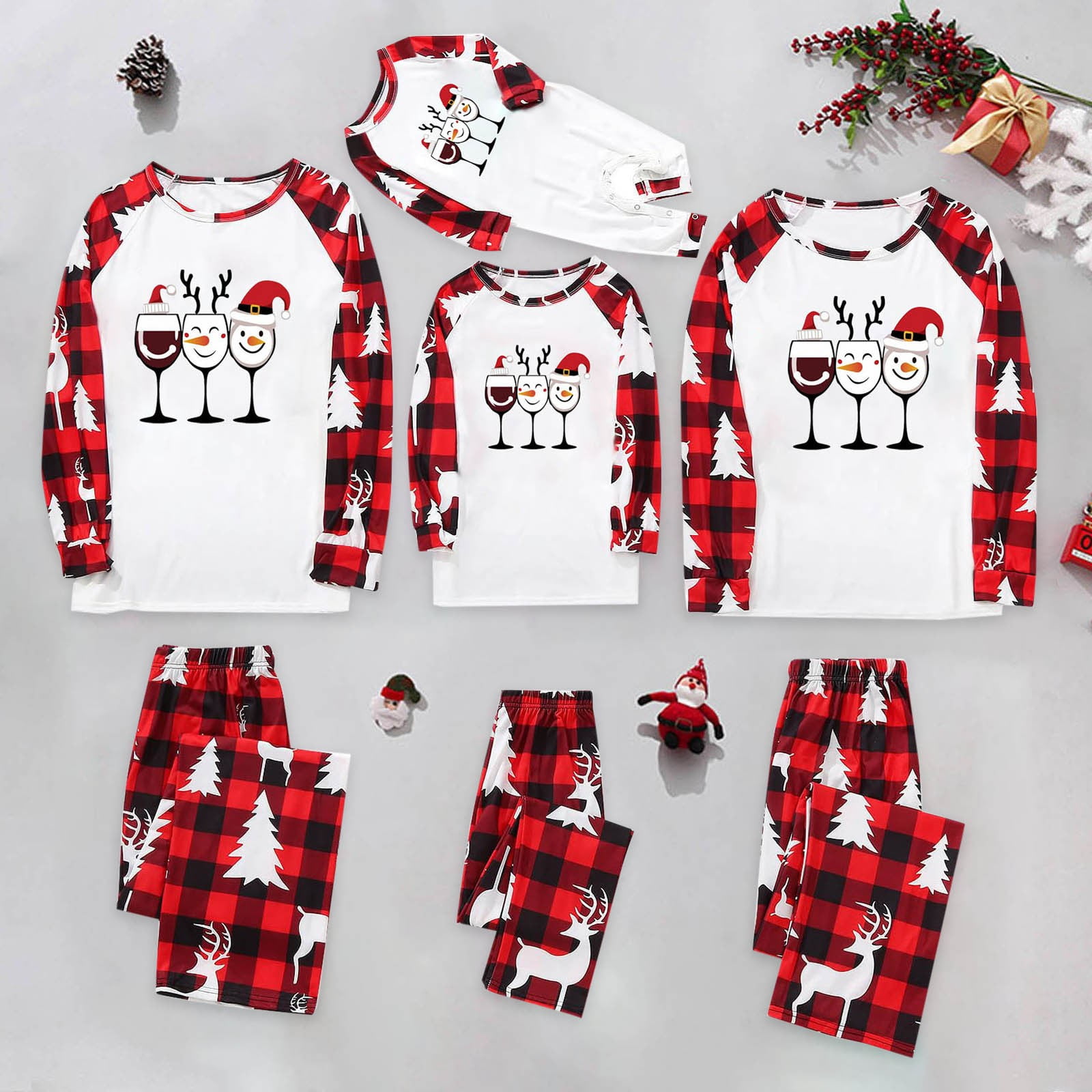 BLTIBY Christmas Pajamas Family 2024 Xmas Matching Pajamas Set Holiday ...