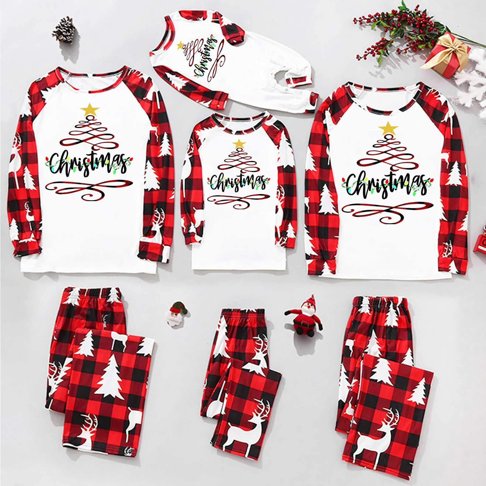 BLTIBY Christmas Pajamas Family 2024 Xmas Matching Pajamas Set Holiday ...