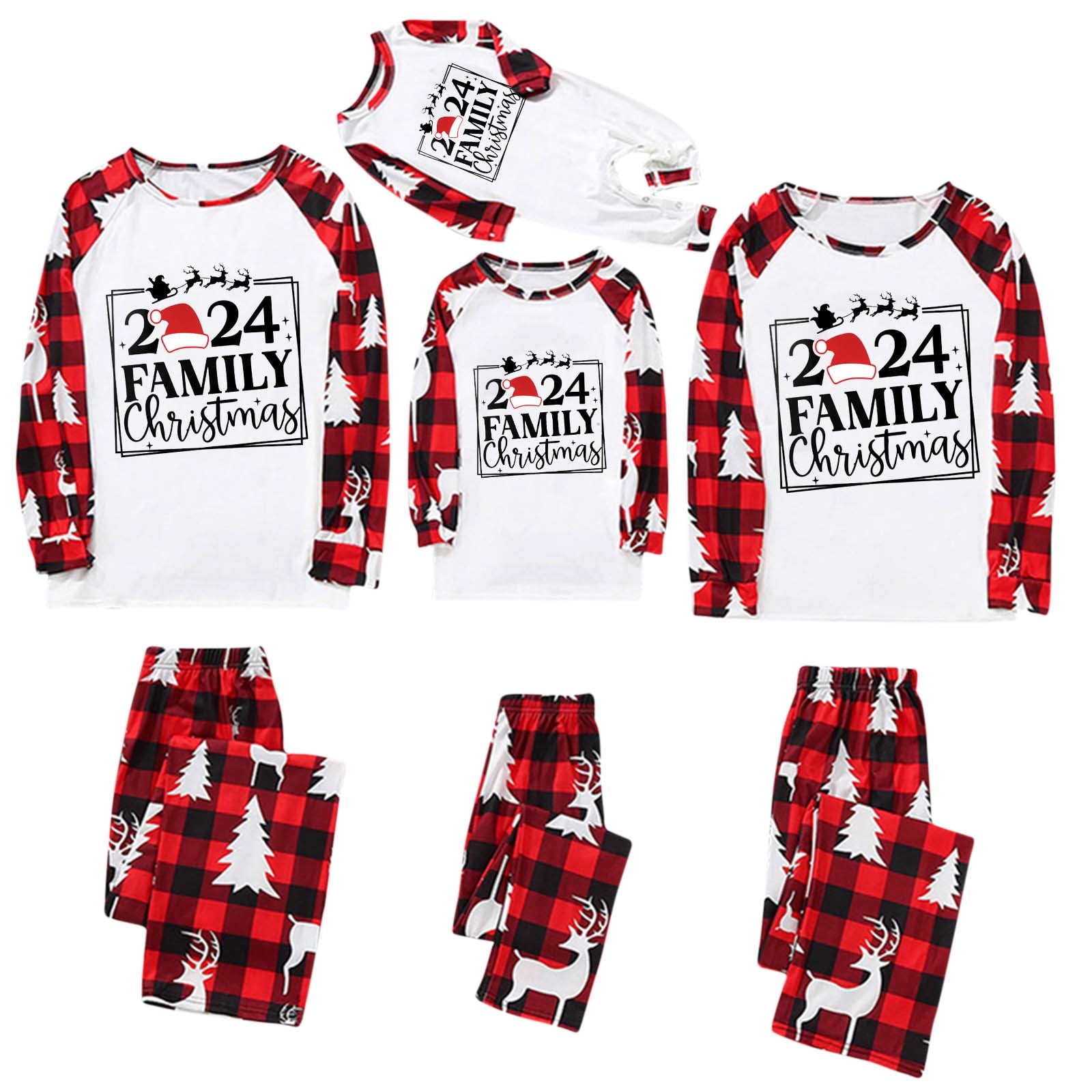 BLTIBY Christmas Pajamas Family 2024 Xmas Matching Pajamas Set Holiday ...