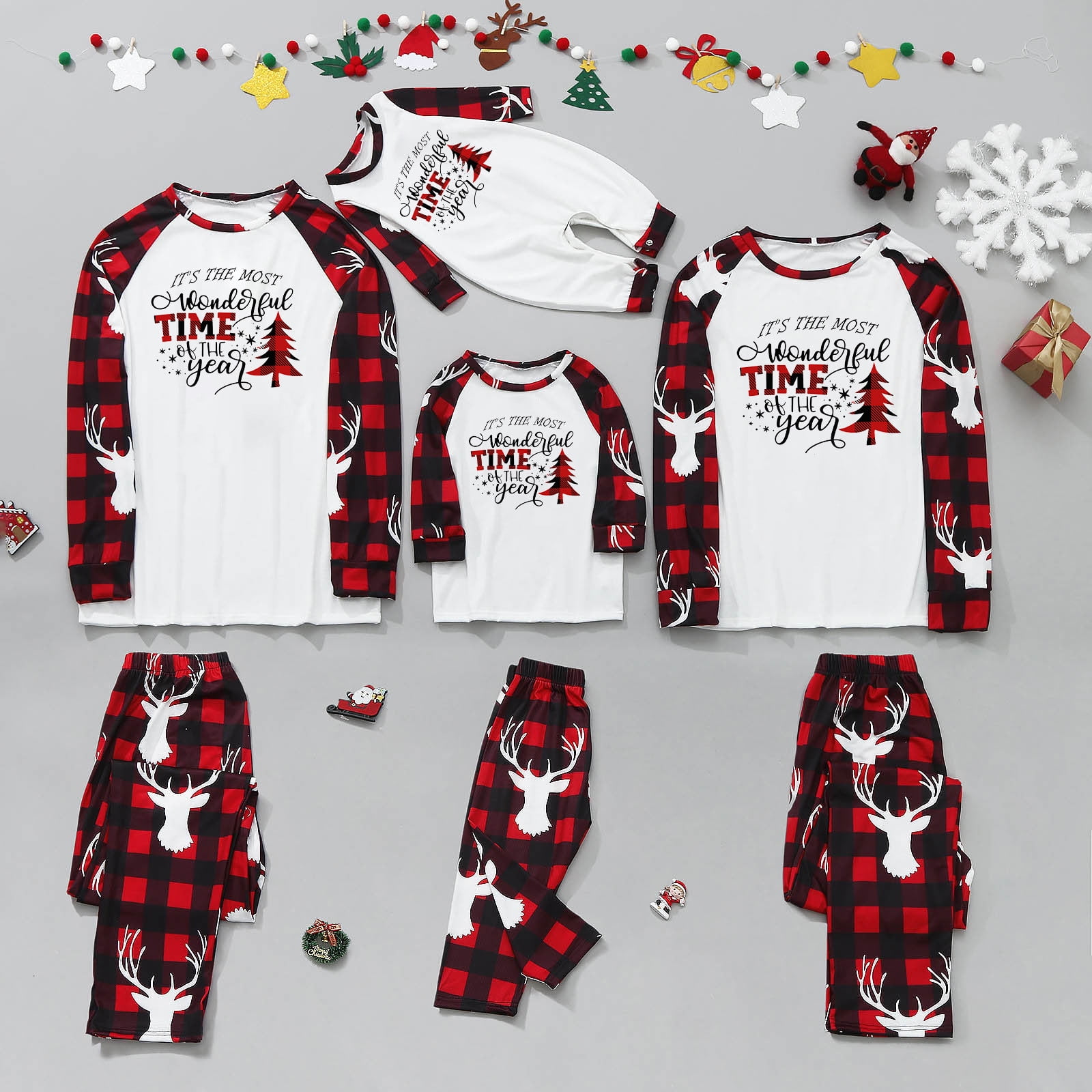 BLTIBY Christmas Pajamas Family 2024 Xmas Matching Pajamas Set Print ...