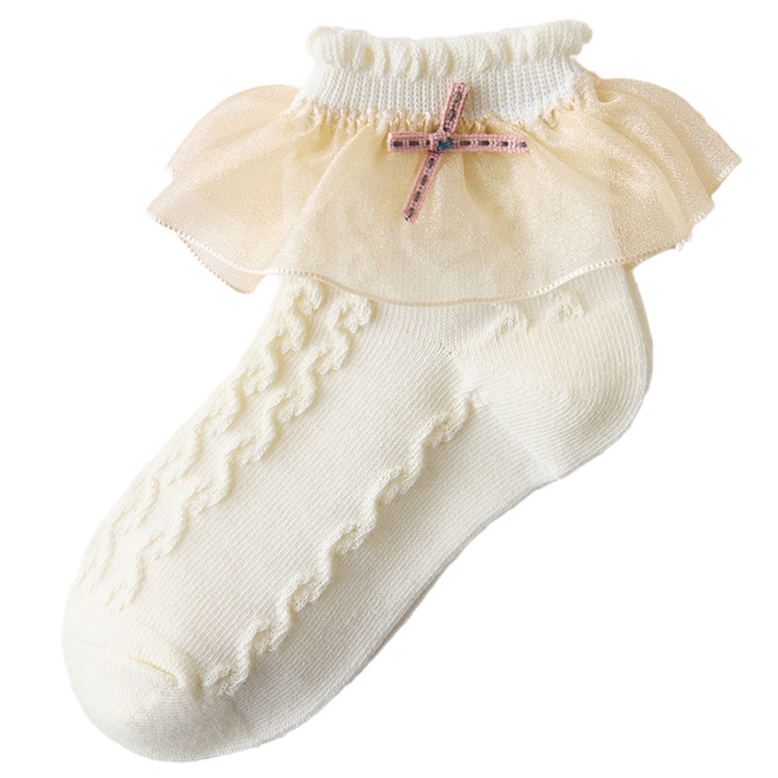 BLTIBY Cotton Baby Girl Mid-Calf Sock Breathable Toddler Lace Lace Trim ...