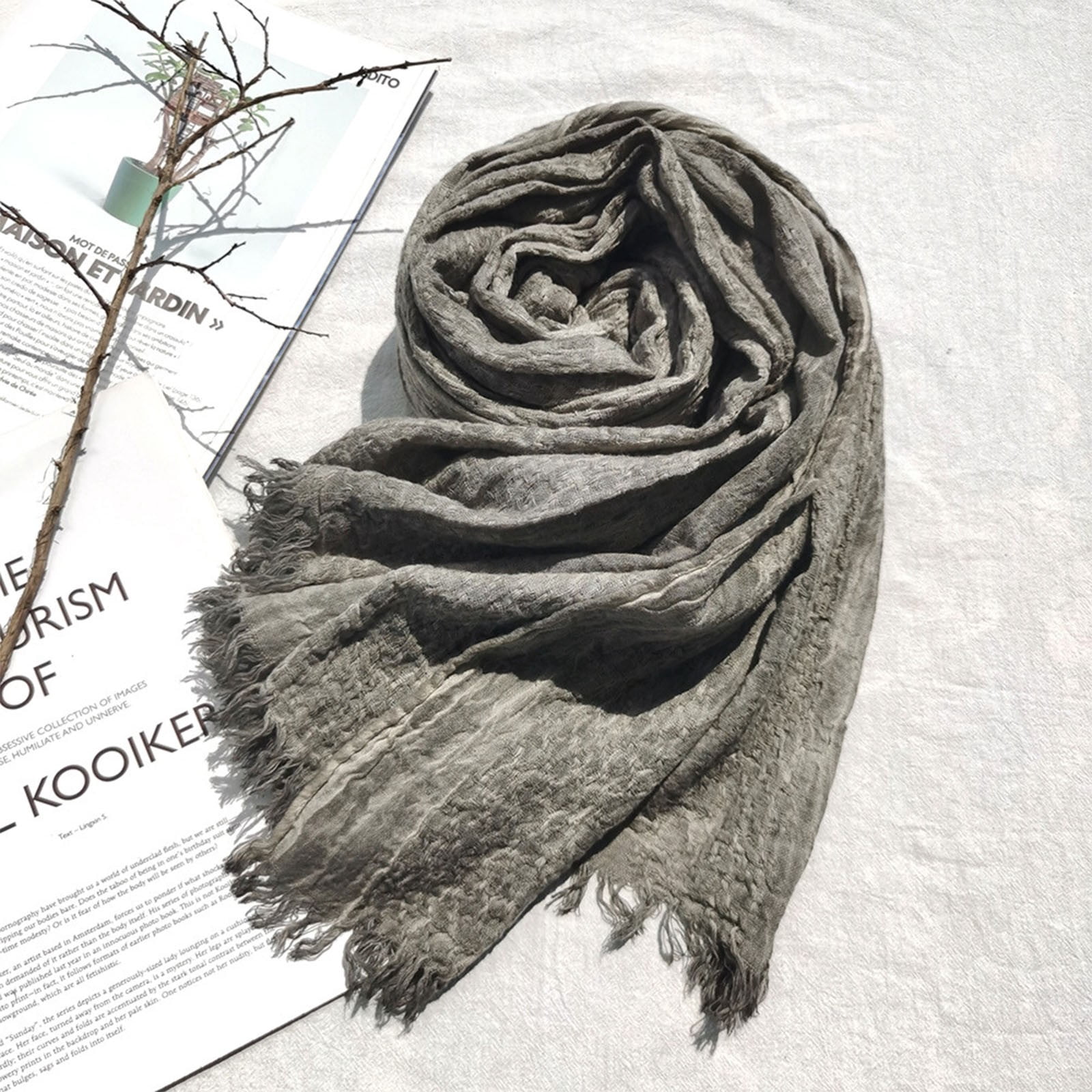 BLTIBY Cotton Linen Fashion Scarf Solid Color Four Season Scarf Shawl ...