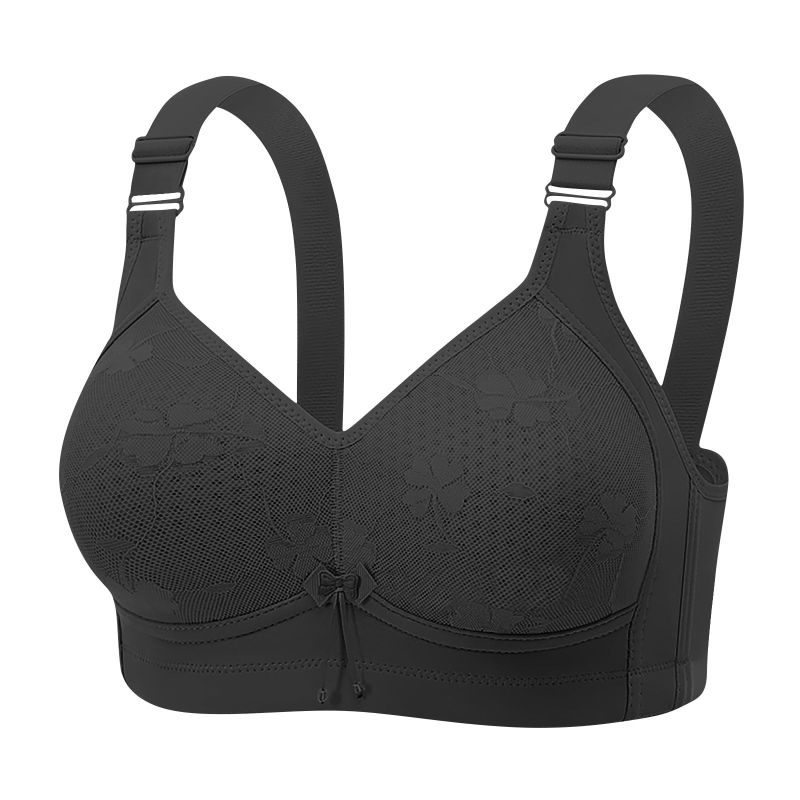 BLTIBY Everyday Bras for Women Printed Wireless Gathered Lace Bra No ...