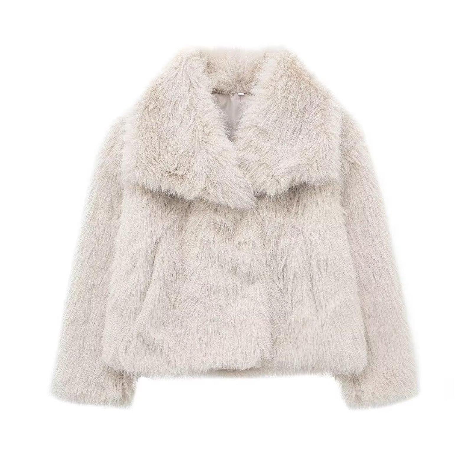 BLTIBY Fur Coat for Women,Faux Furry Cropped Fluffy Jackets Winter Fall Solid Colour Open Front ...
