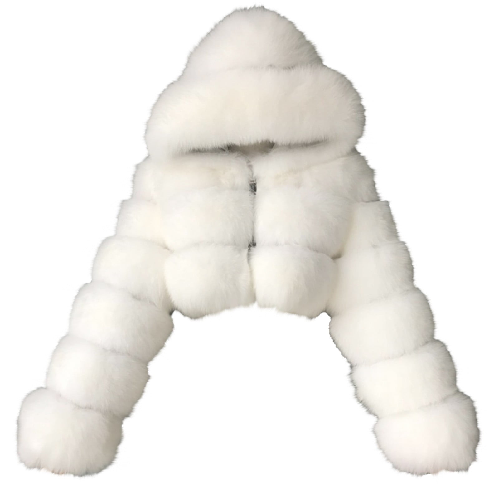 BLTIBY Fur Coat for Women Hooded,Short Faux Furry Cropped Fluffy Jacket ...