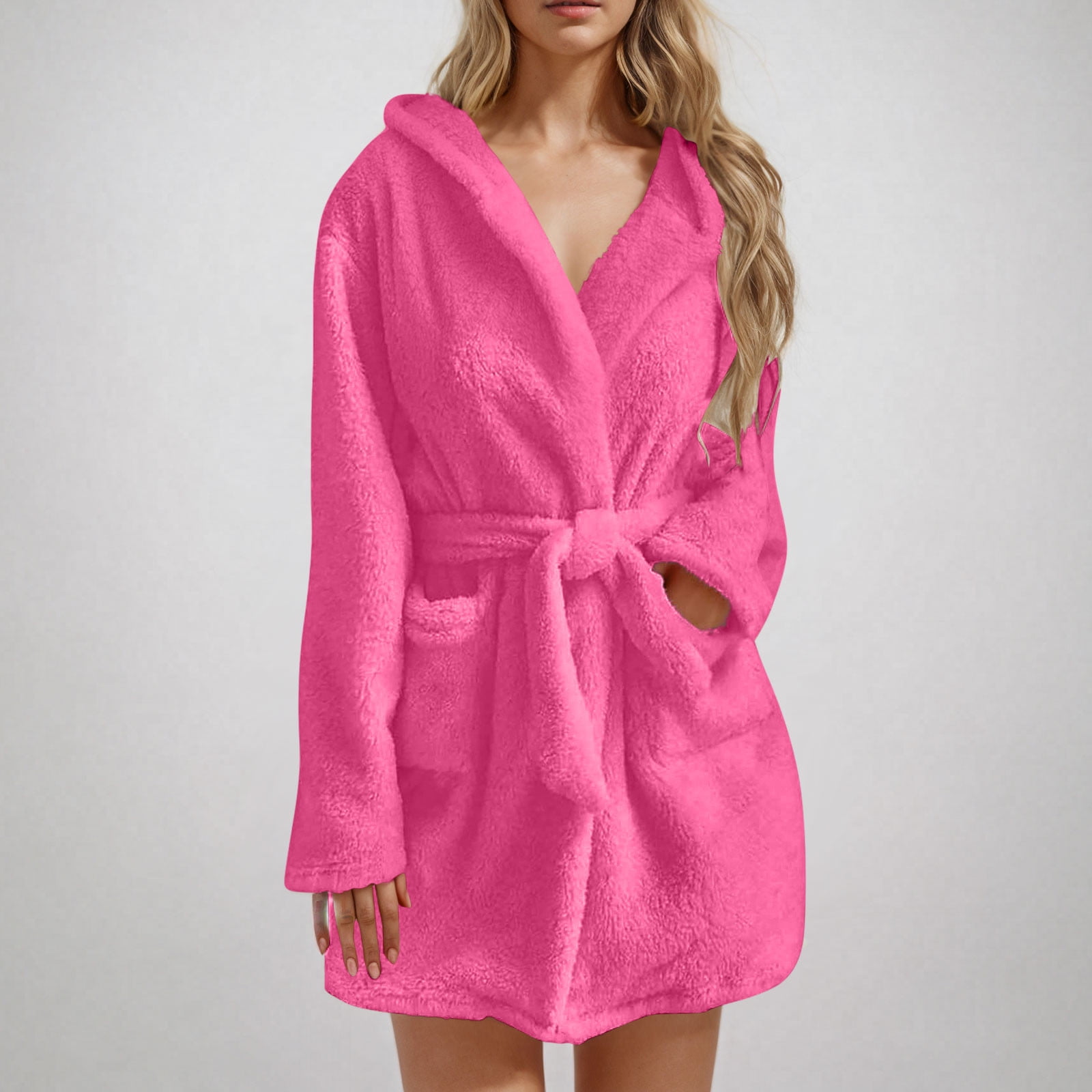 BLTIBY Fuzzy Robes for Women Fleece Bathrobes Soft Sleepwear Warm ...