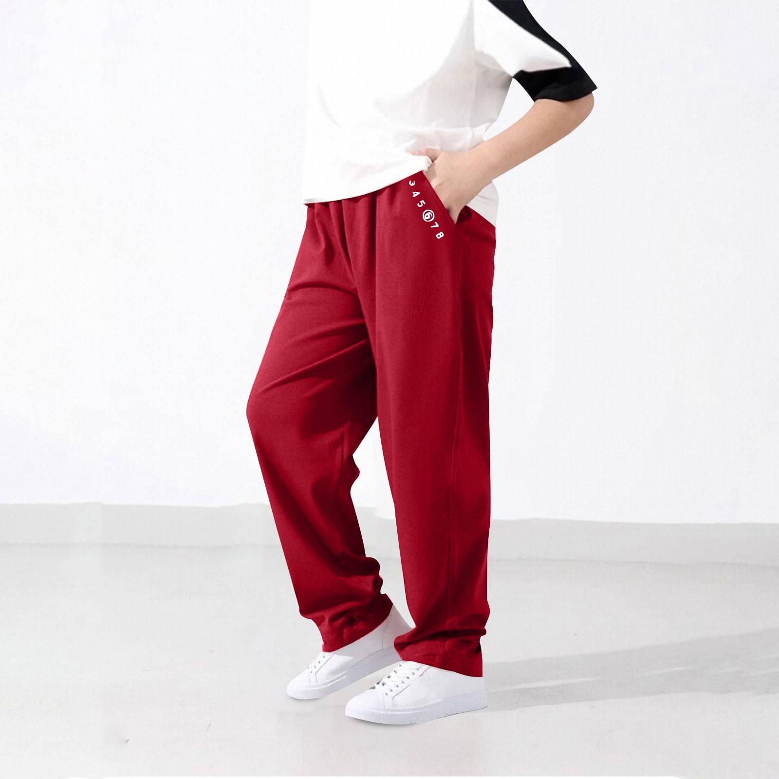 BLTIBY Girls Boys Cotton Wide Leg Pants Fall Solid Color Elastic Waist ...