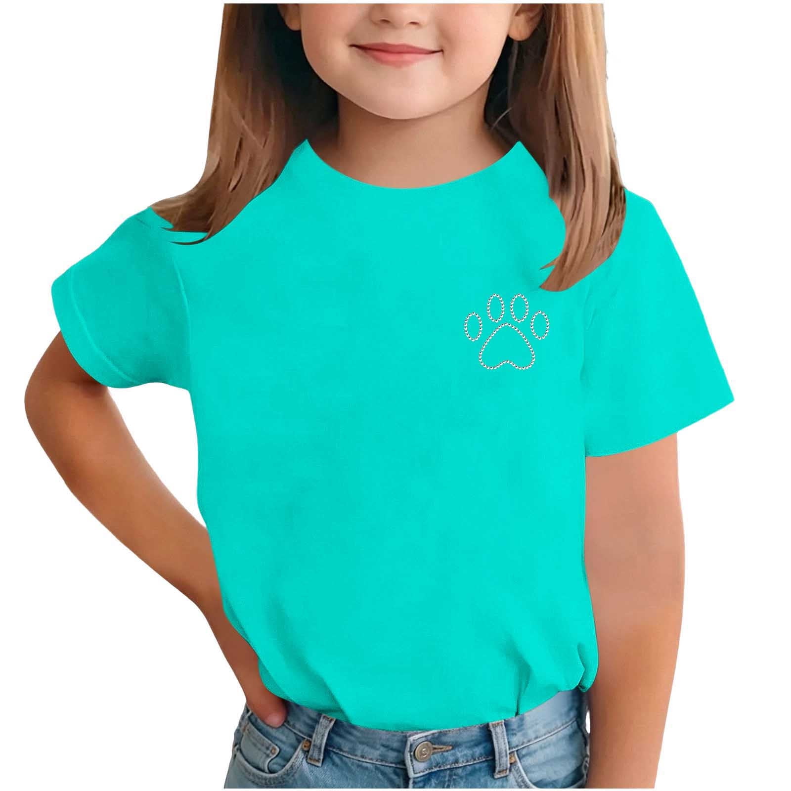 BLTIBY Girls Boys Short Sleeve T Shirts Kids Summer Tops Crewneck Cute ...