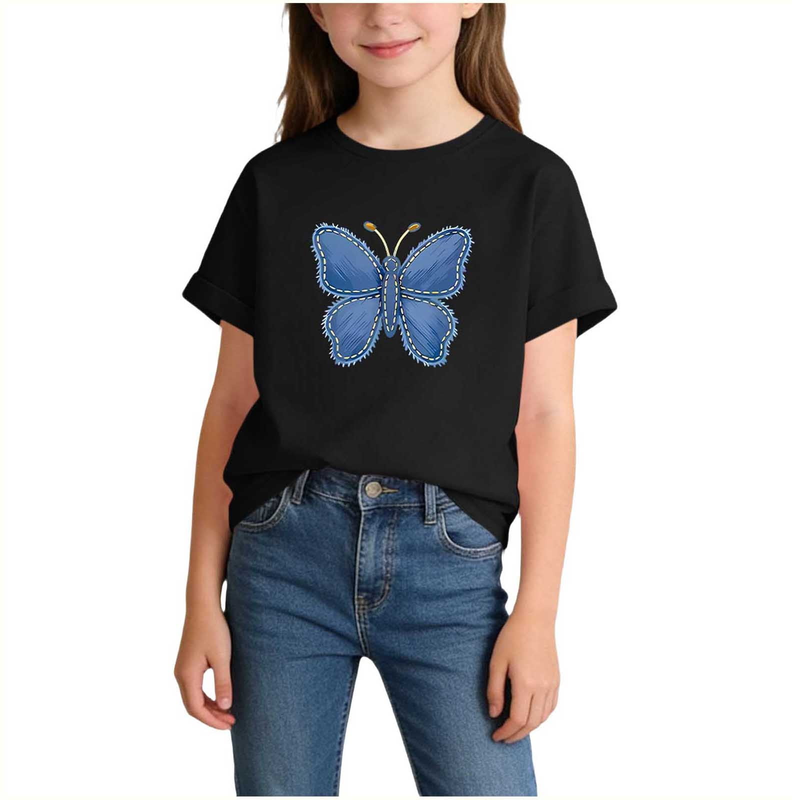 BLTIBY Girls Boys Short Sleeve T Shirts Summer Tops Crewneck Cute ...