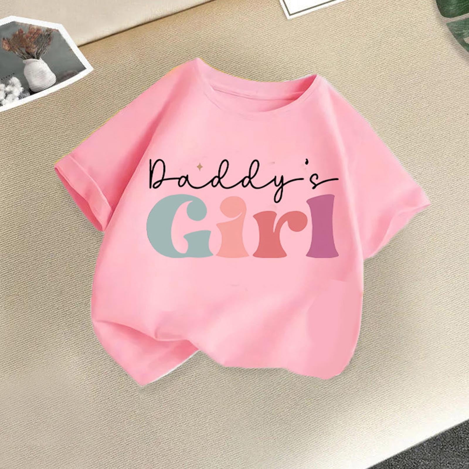 BLTIBY Girls Boys Summer Short Sleeve Top Child Kids Round Neck Printed ...